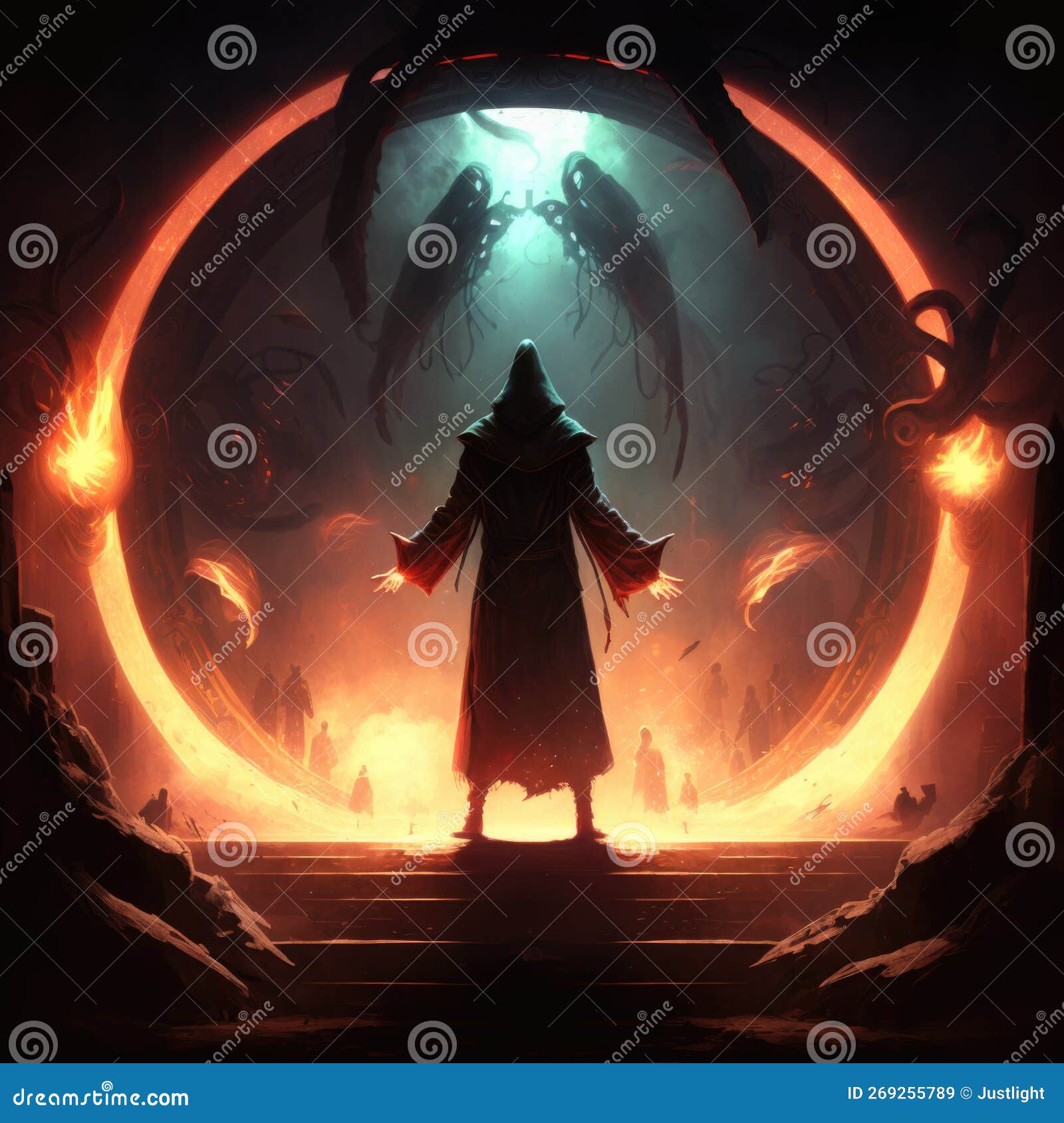 Mysterious Summoning of an Evil Force, Fantasy Art, AI Generation Stock ...