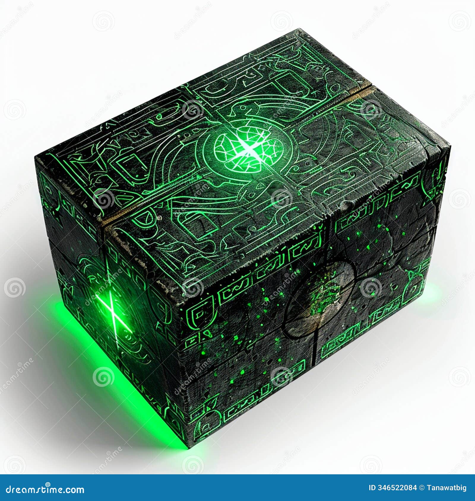 Mysterious Symbolic Green Light Box Stock Illustration - Illustration ...