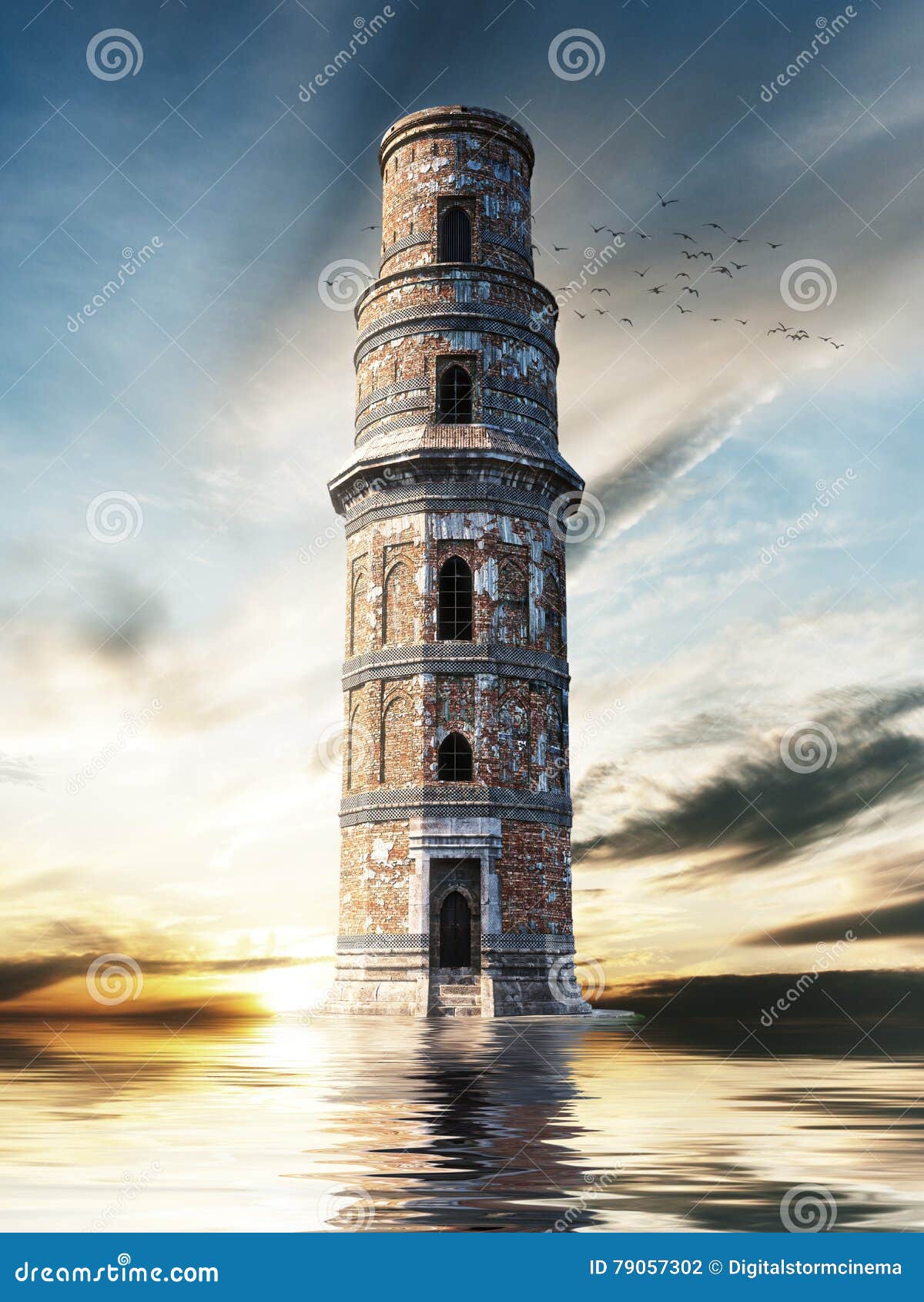 Mysterious Tower Above the Water Surface Stock Photo - Image of safety ...