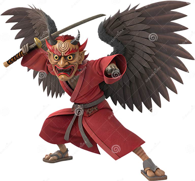Mysterious Traditional Japanese Tengu Ghost with a Fierce Expression ... Mysterious Traditional Japanese Tengu Ghost with a Fierce Expression ...