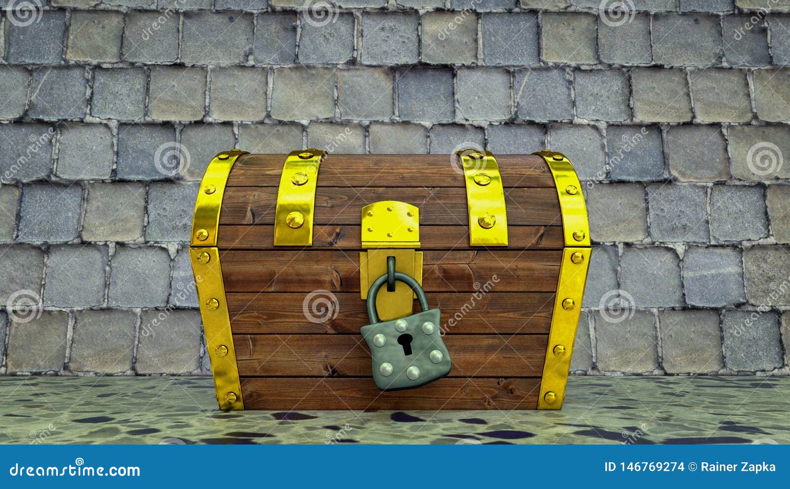 A Mysterious Treasure Chest in a Treasure Chamber Stock Illustration ...