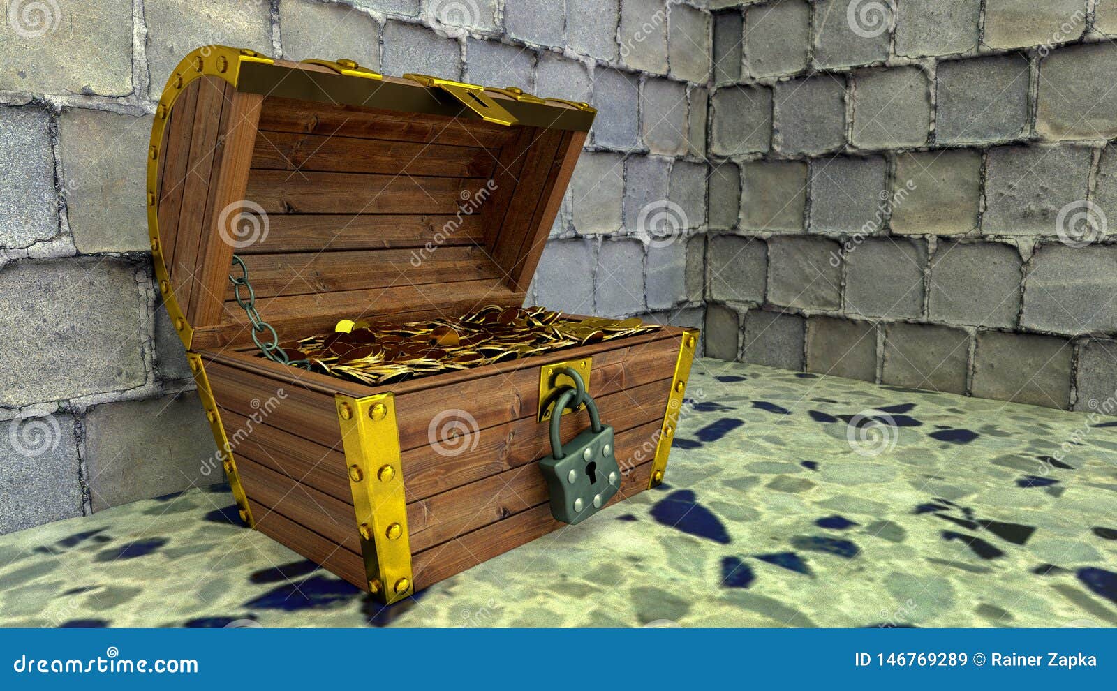 A Mysterious Treasure Chest In A Treasure Chamber Royalty-Free Stock ...