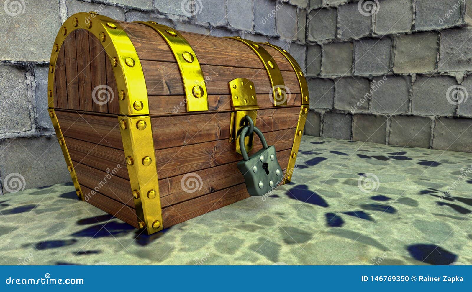 A Mysterious Treasure Chest in a Treasure Chamber Stock Illustration ...