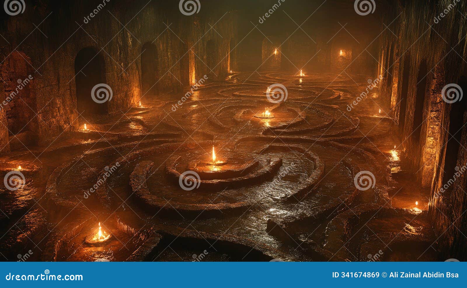 Mysterious Underground Tunnel With Flowing Water Royalty-Free Stock ...