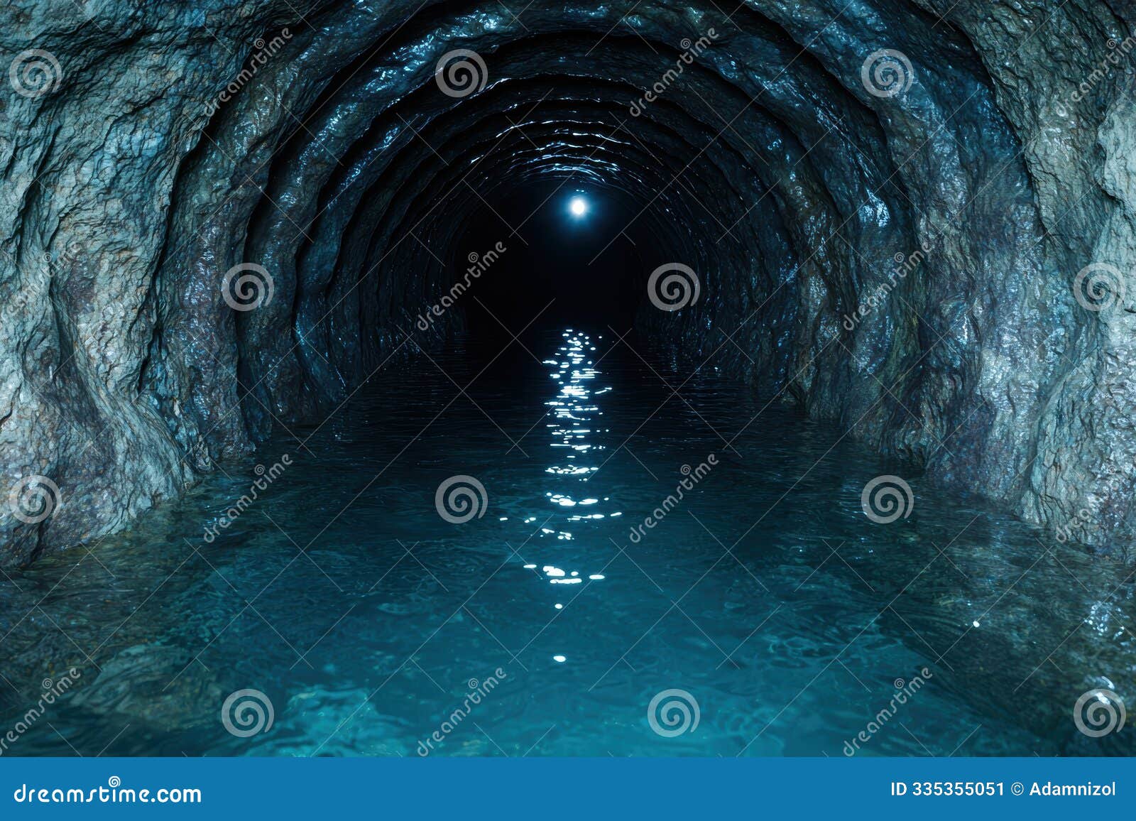 Mysterious Underground Tunnel With Flowing Water Royalty-Free Stock ...