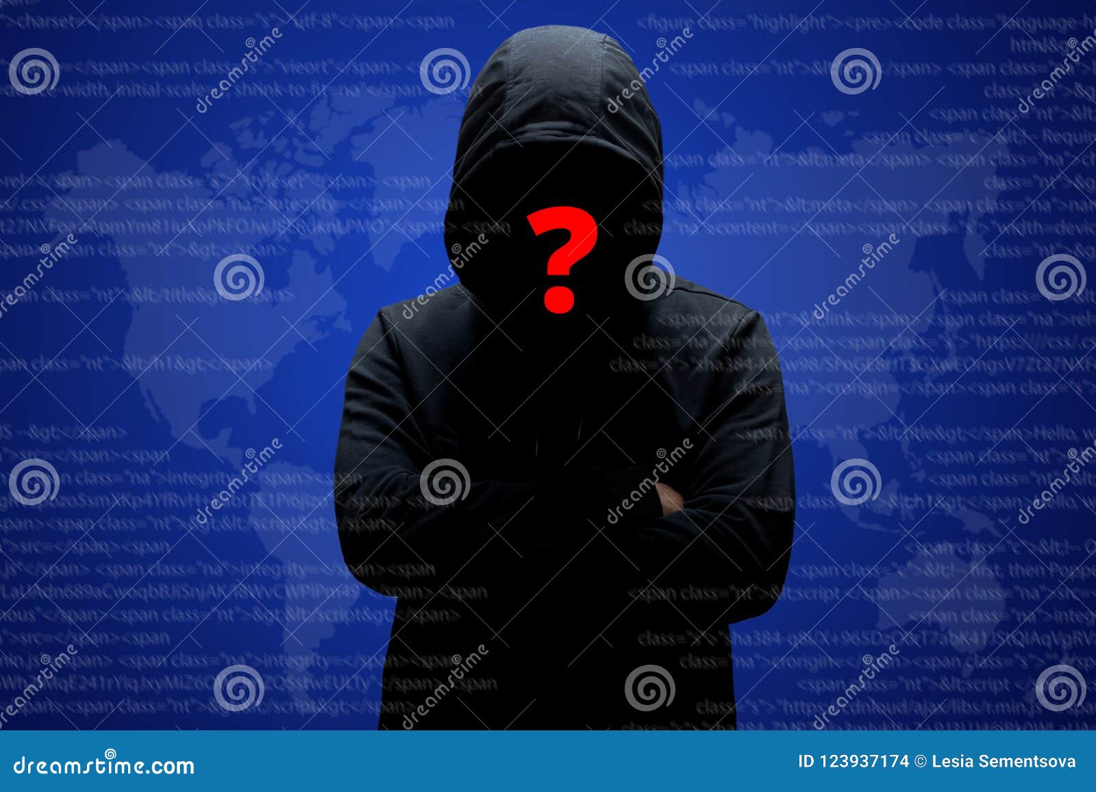 Mysterious Unknown Hacker in Black Clothing with Hoodie, Stands Crossed ... Mysterious Unknown Hacker in Black Clothing with Hoodie, Stands Crossed ...