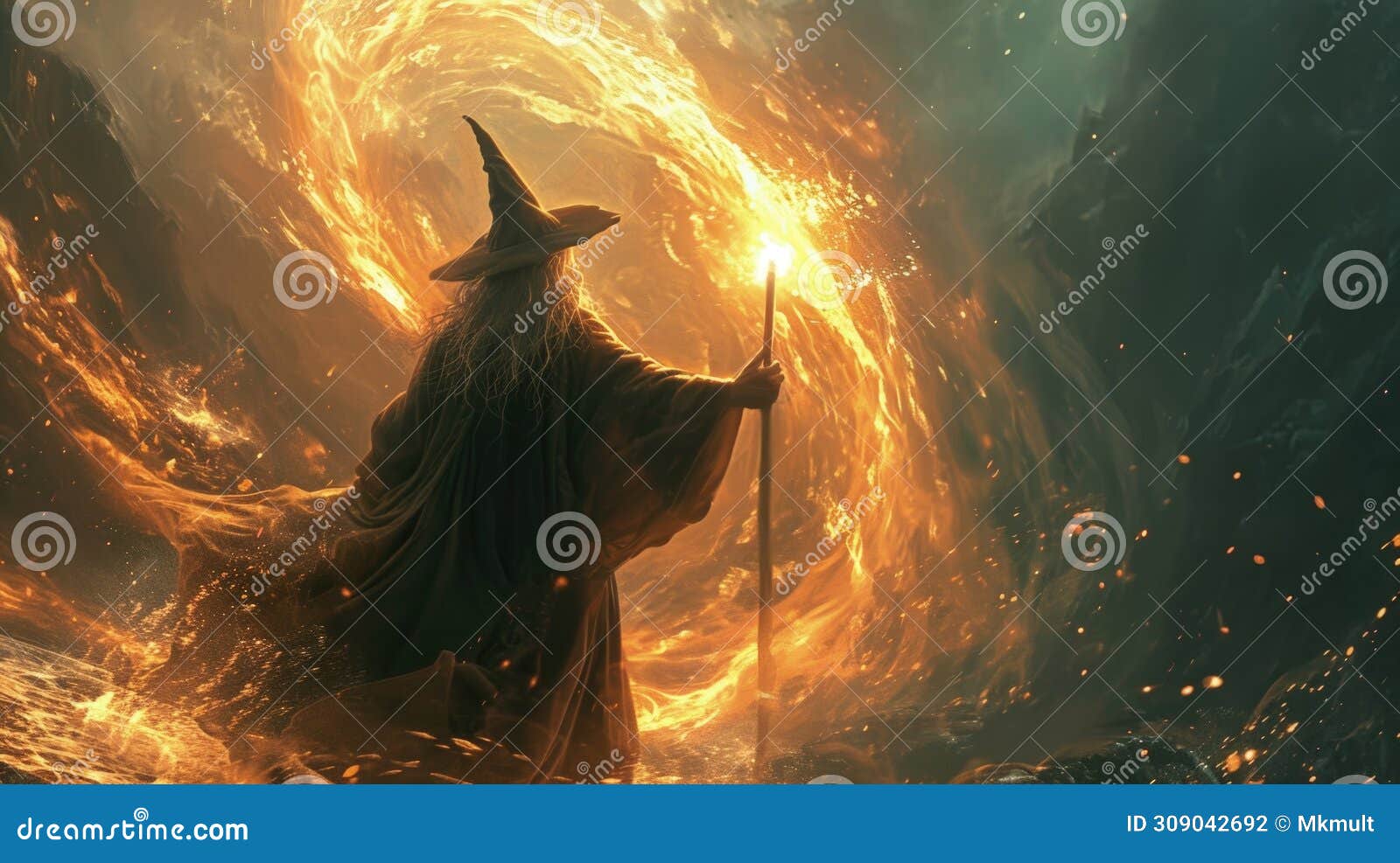 A Mysterious Wizard in the Enchanted Forest Stock Photo - Image of ...