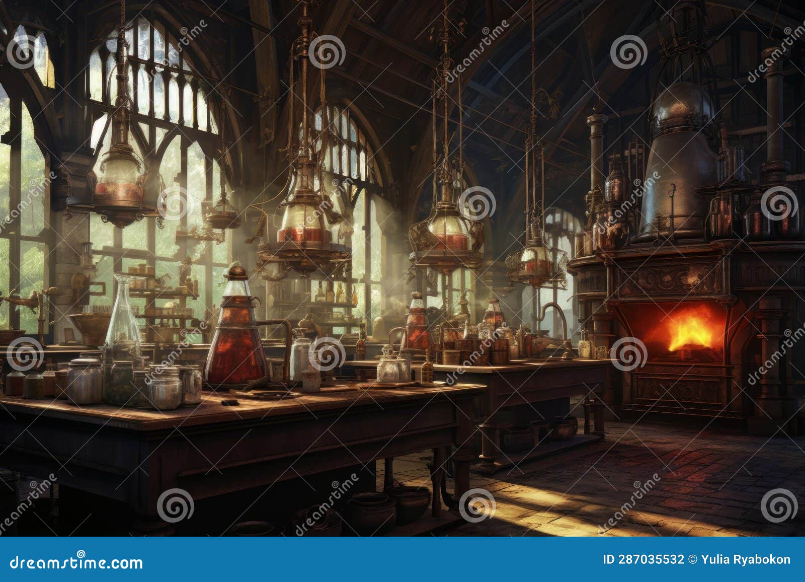 Mysterious Wizard Laboratory. Generate Ai Stock Illustration ...