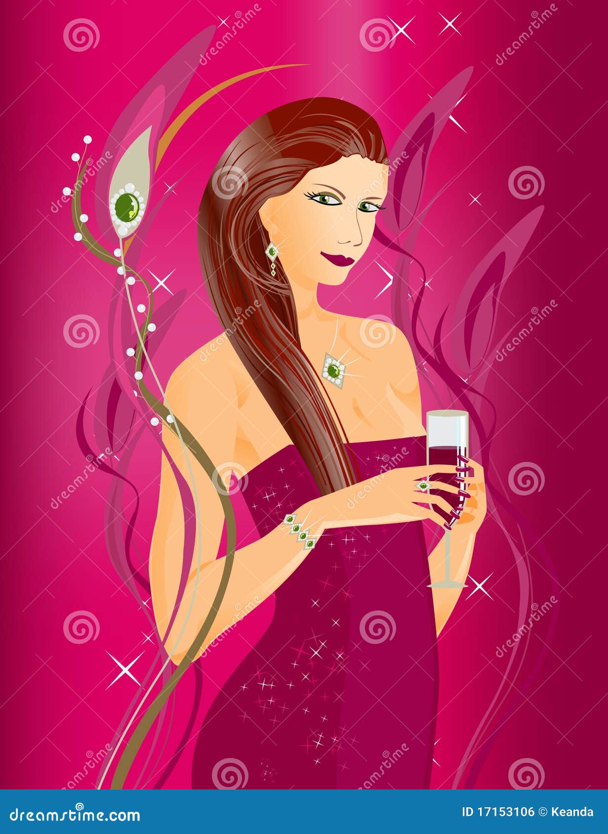 Mysterious woman stock vector. Illustration of beverage - 17153106