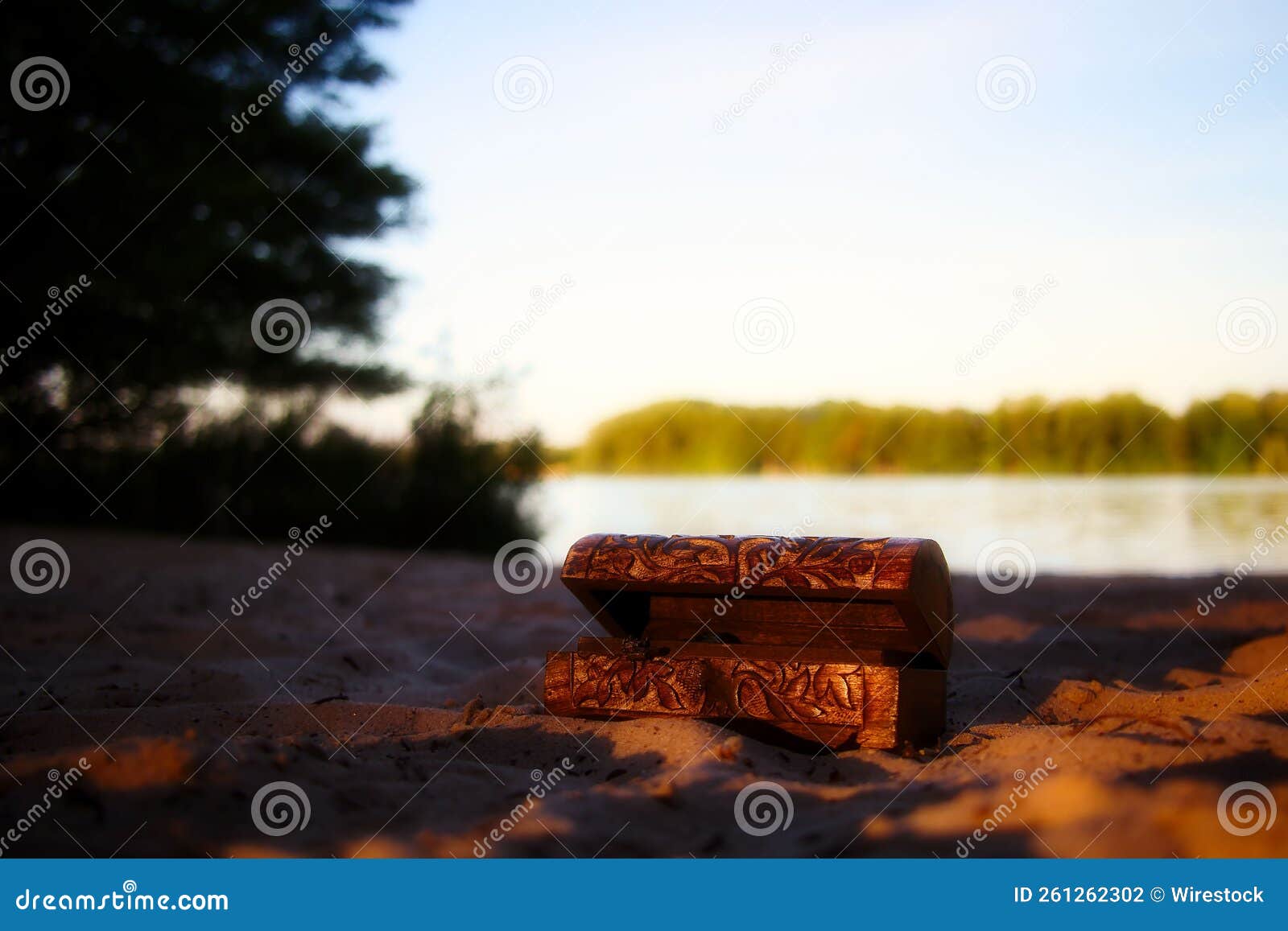 Mysterious Wooden Box on the Beach Stock Photo - Image of wooden ...