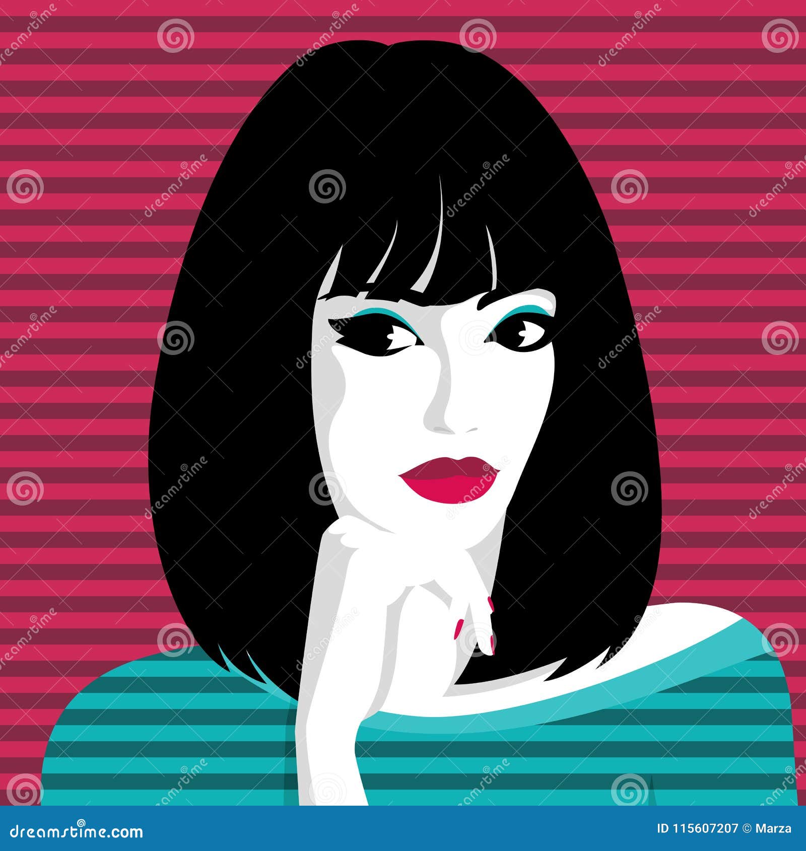 Mysterious young woman stock vector. Illustration of lady - 115607207