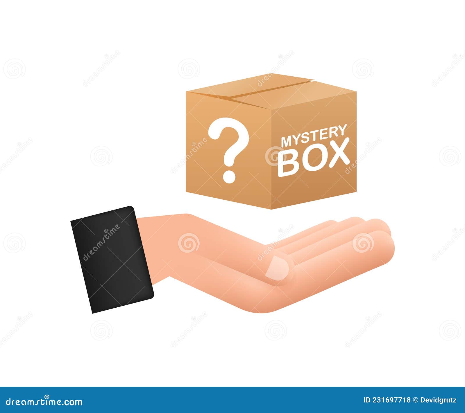 Mystery Box with Hands. Packaging for Concept Design. Surprise Present ...