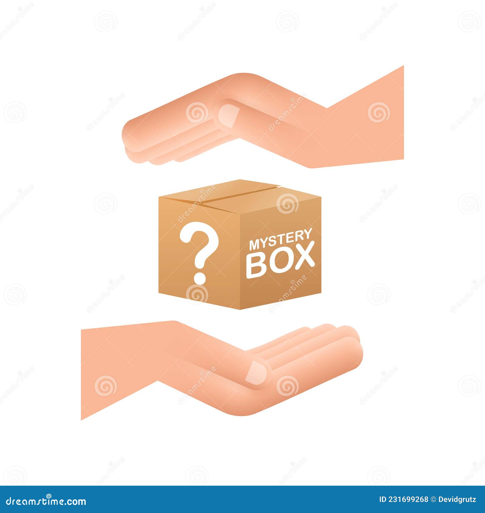 Mystery Box with Hands. Packaging for Concept Design. Surprise Present ...