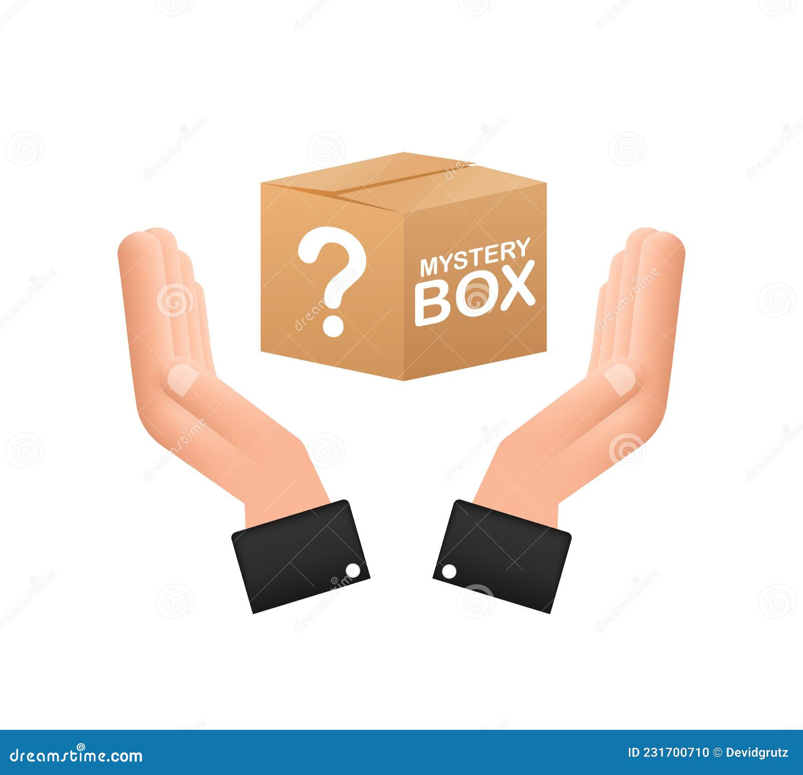 Mystery Box With Hands. Packaging For Concept Design. Surprise Present ...