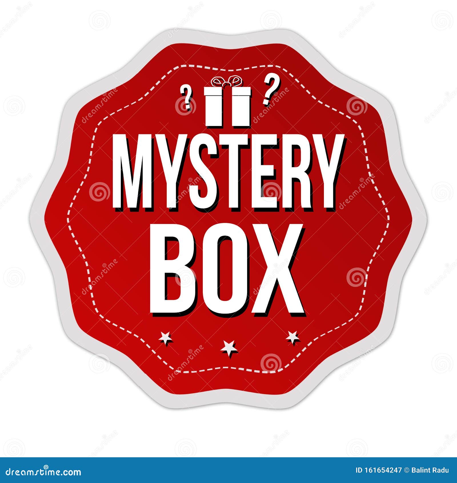 Mystery Box Label or Sticker Stock Vector - Illustration of graphic ...