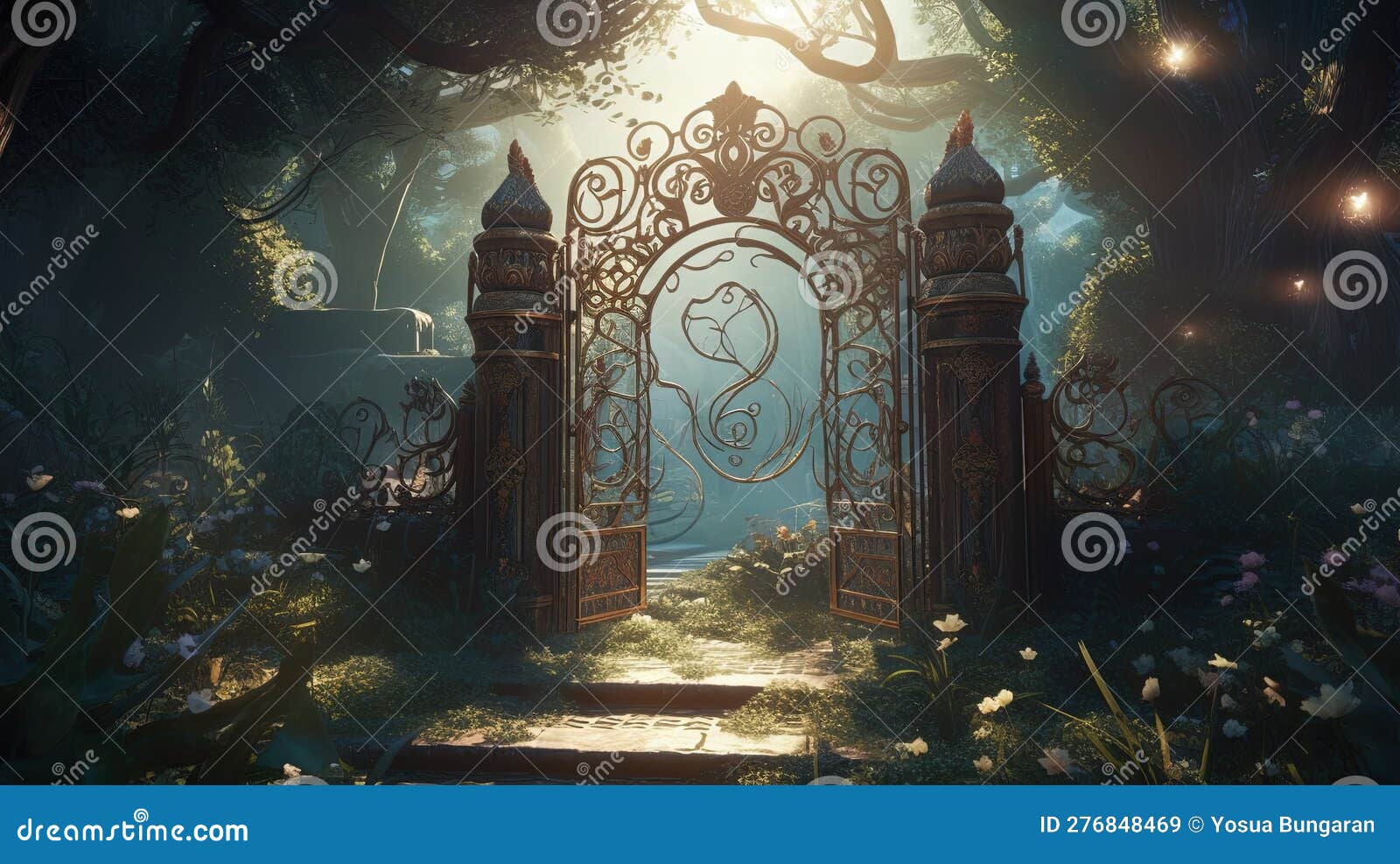 Mystery Magic Gate, Digital Art Illustration, Generative AI Stock ...