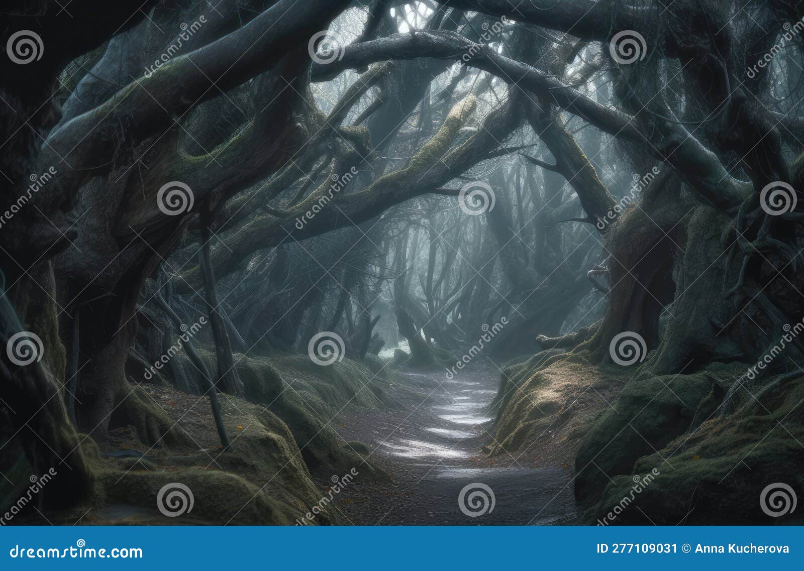 Mystery Path in Fairy Tale Forest. Generative AI Illustration Stock ...