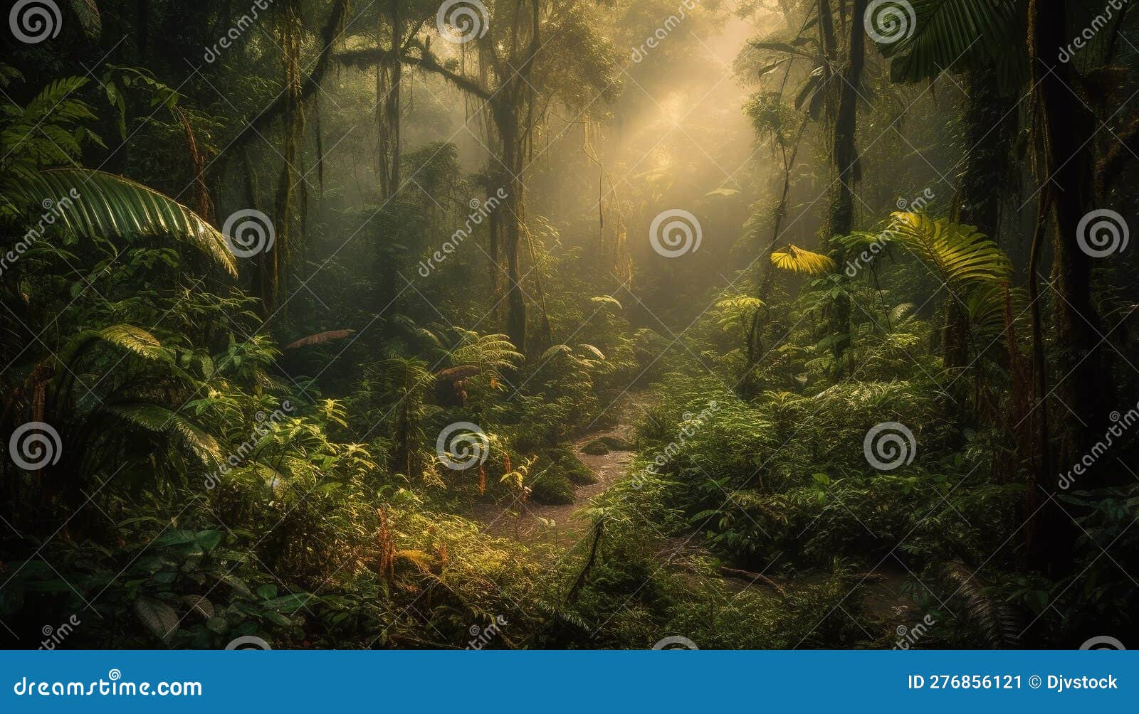 Mystery in the Spooky Amazon Rainforest at Night Generated by AI Stock ...
