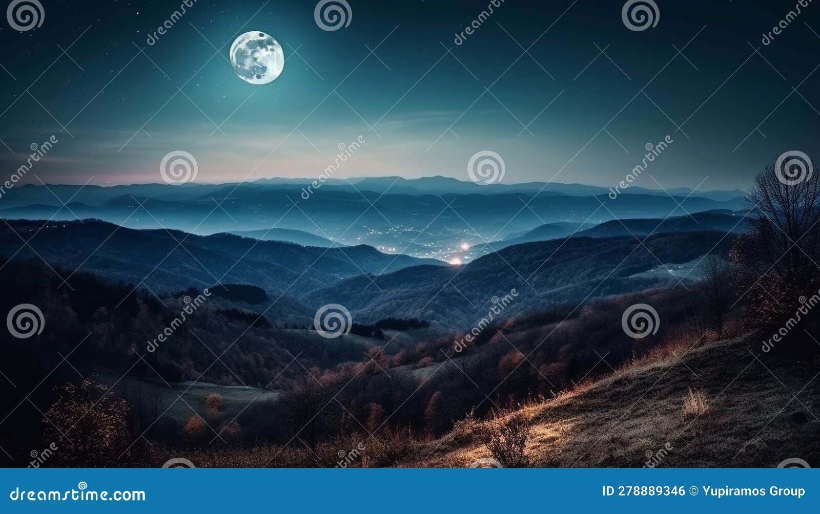 Mystery of the Spooky Mountain Range in the Winter Night Generated by ...