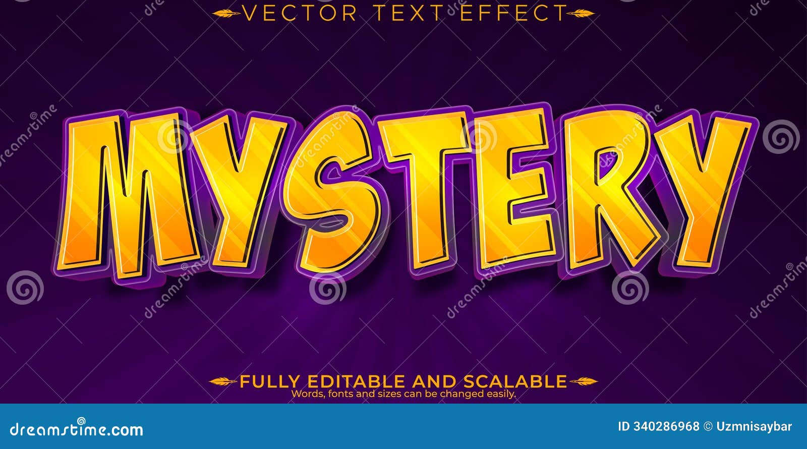 Mystery Text Effect, Editable Cartoon and Comic Customizable Font Style ...