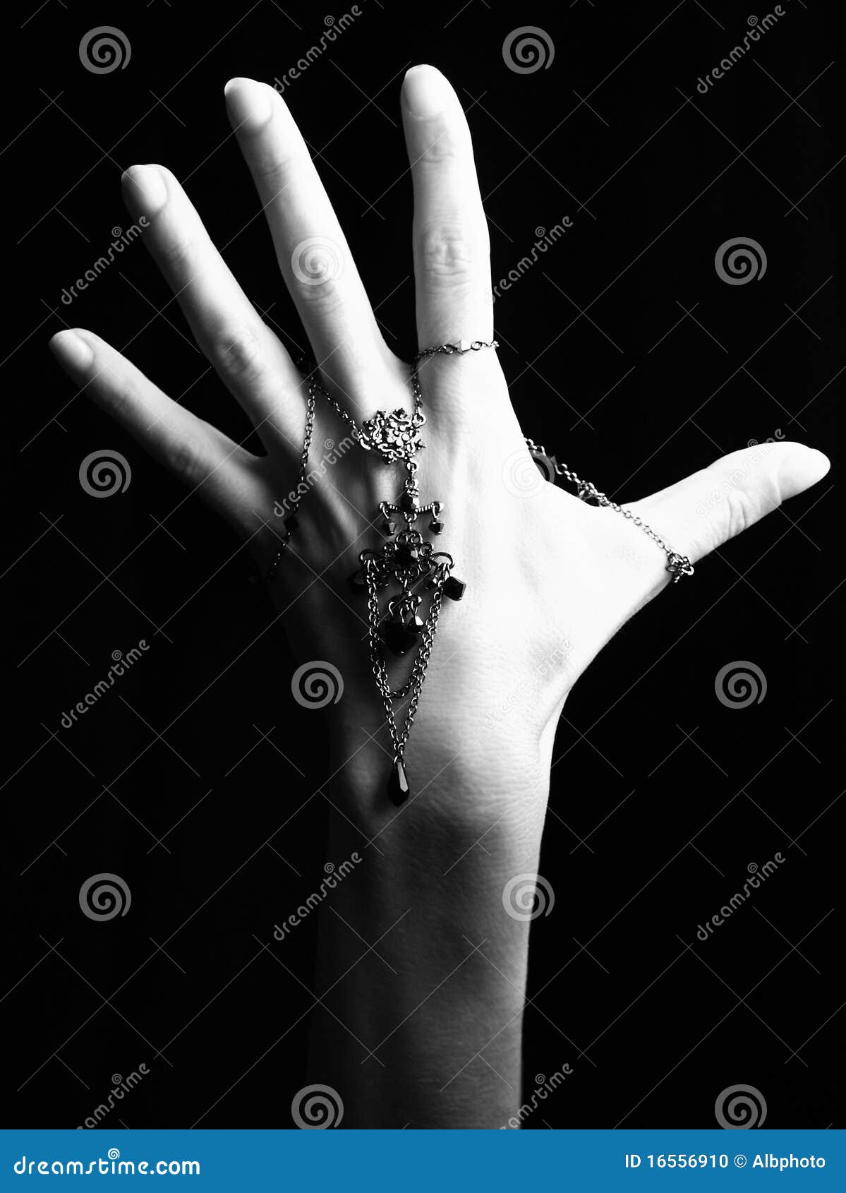 Mystic Black & White Female Hand with Gothic Chain Stock Photo - Image ...