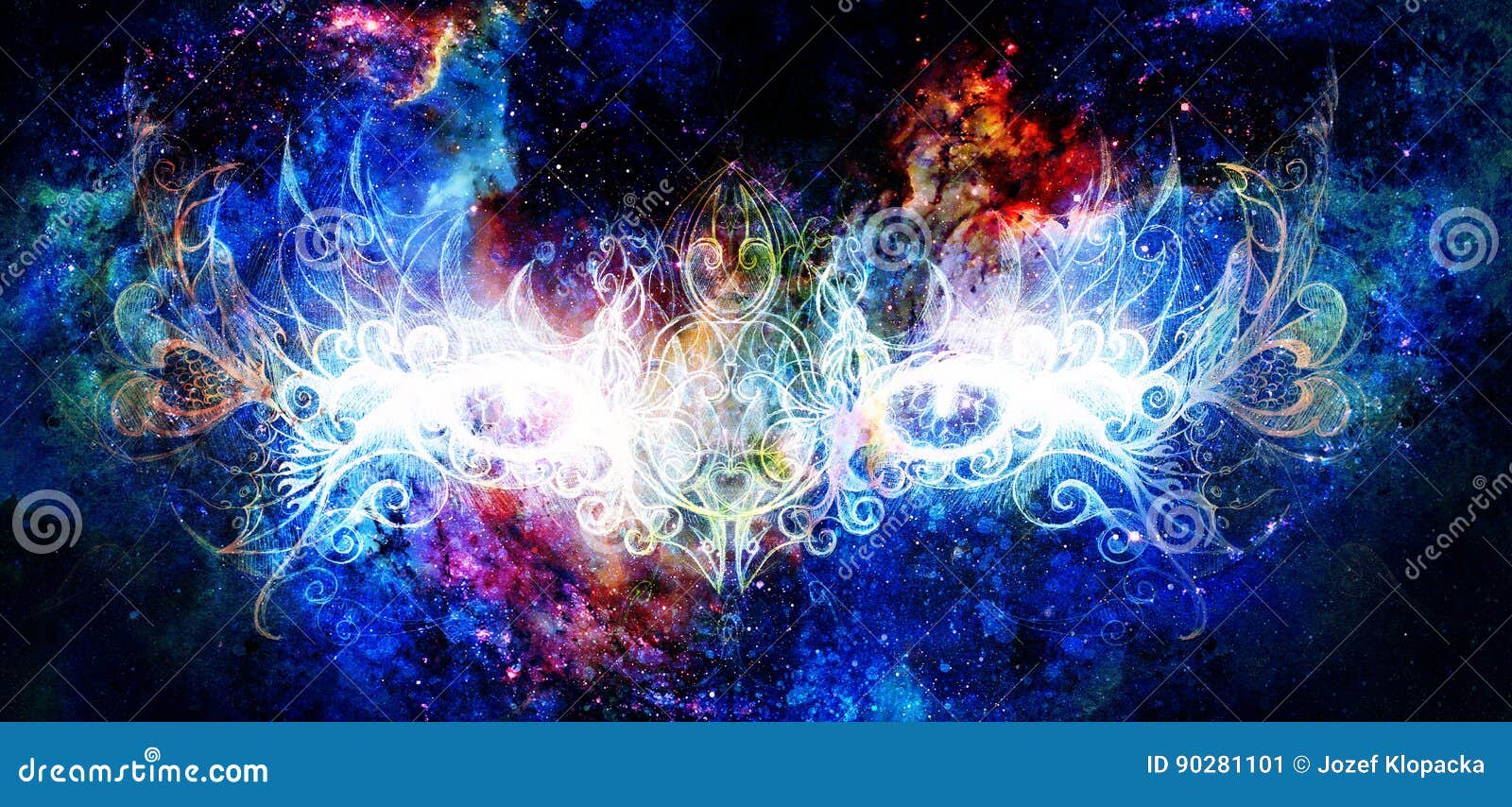 Mystic Eye and Beautiful Ornamental in Cosmic Space.. Original Hand ...