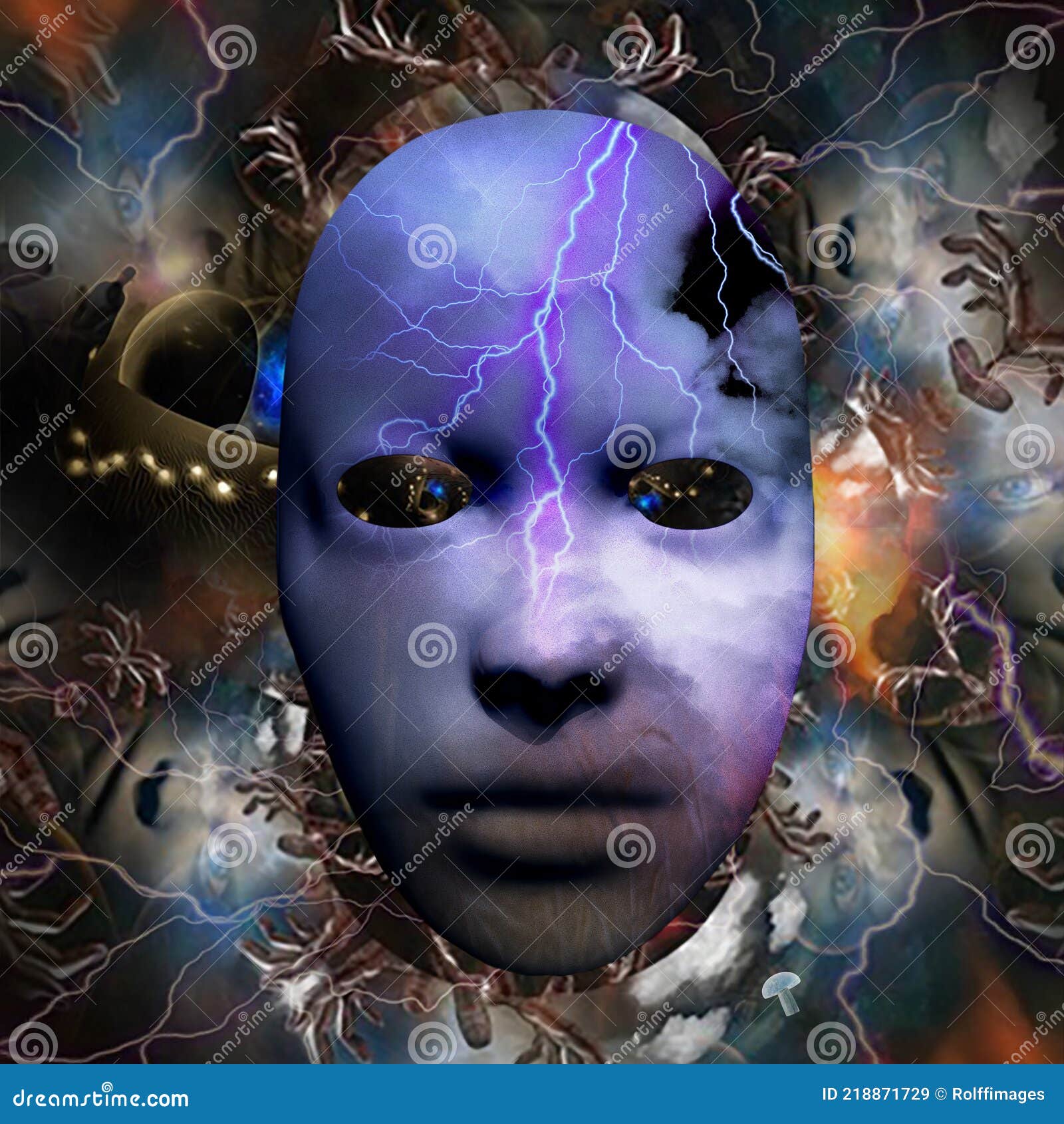 Mystic Face. 3D Rendering stock illustration. Illustration of bright ...