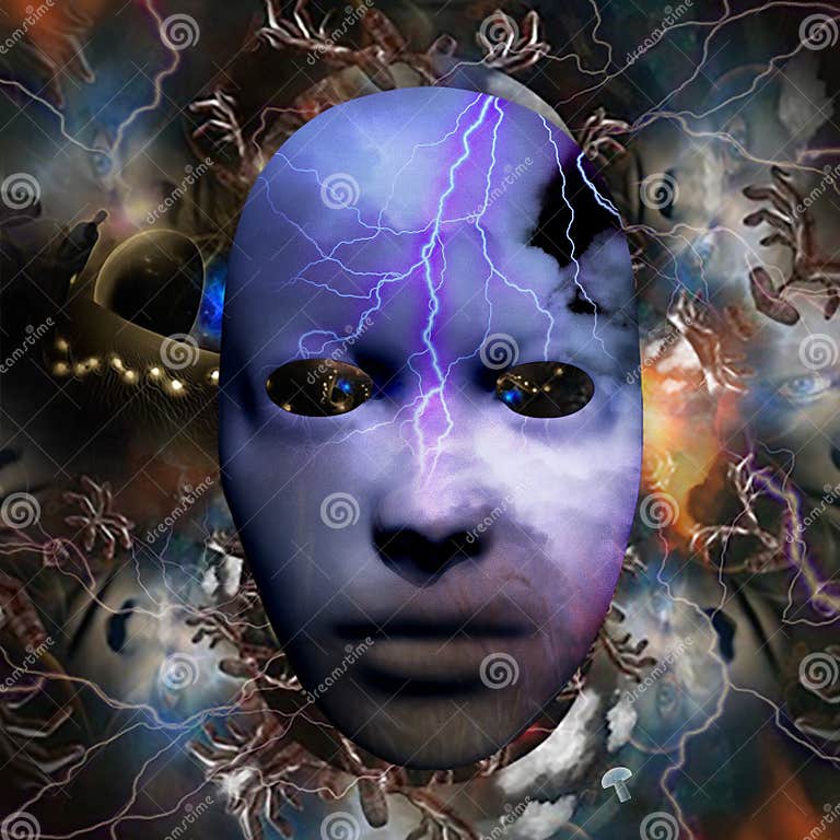 Mystic Face. 3D Rendering stock illustration. Illustration of bright ...