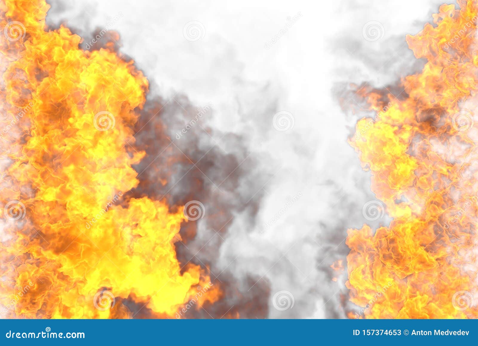 Mystic Fire Frame Isolated on White Background - Fire Lines from Sides ...