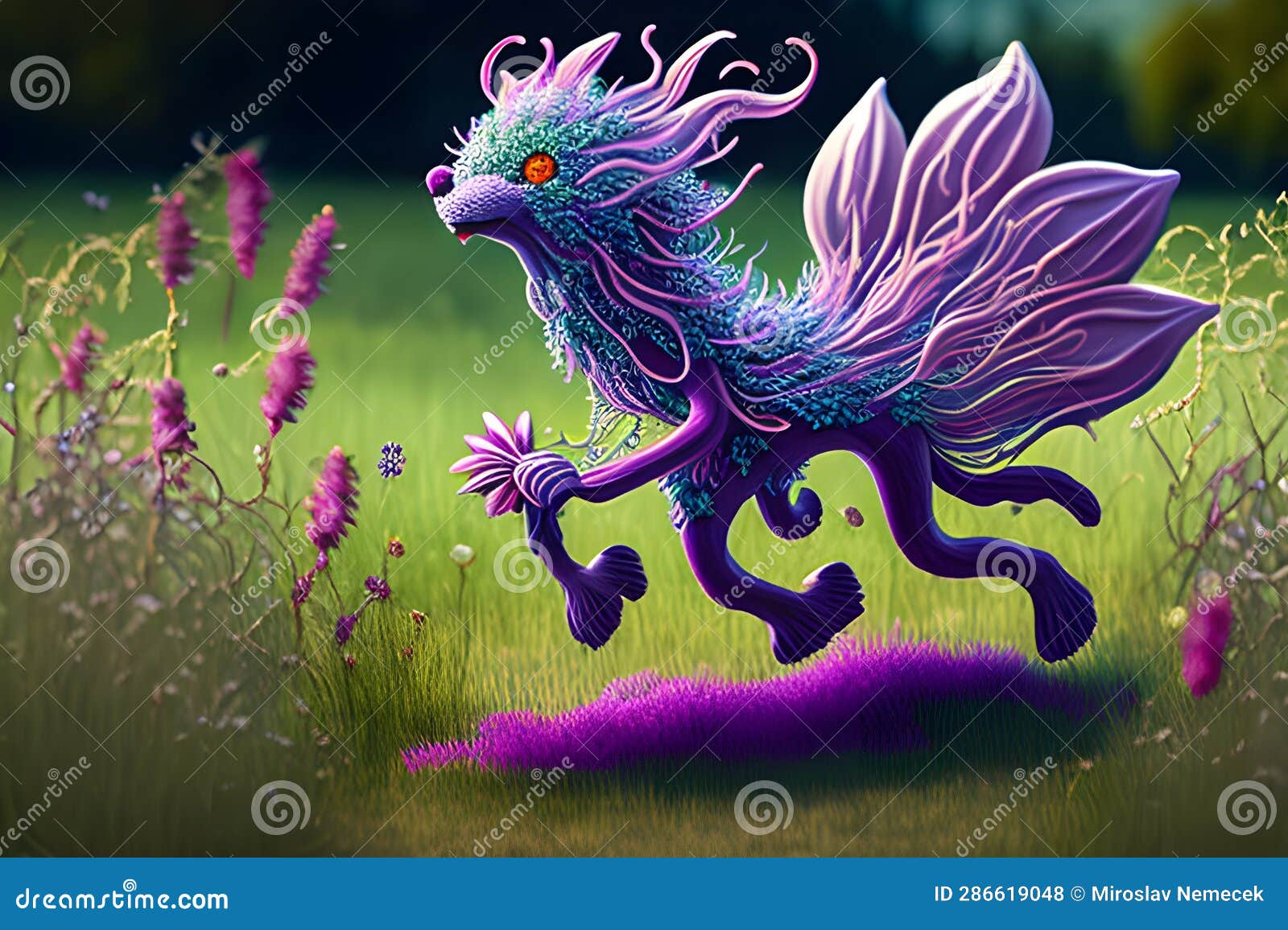 Mystic Flower Creature, Generative AI Illustration Stock Illustration ...