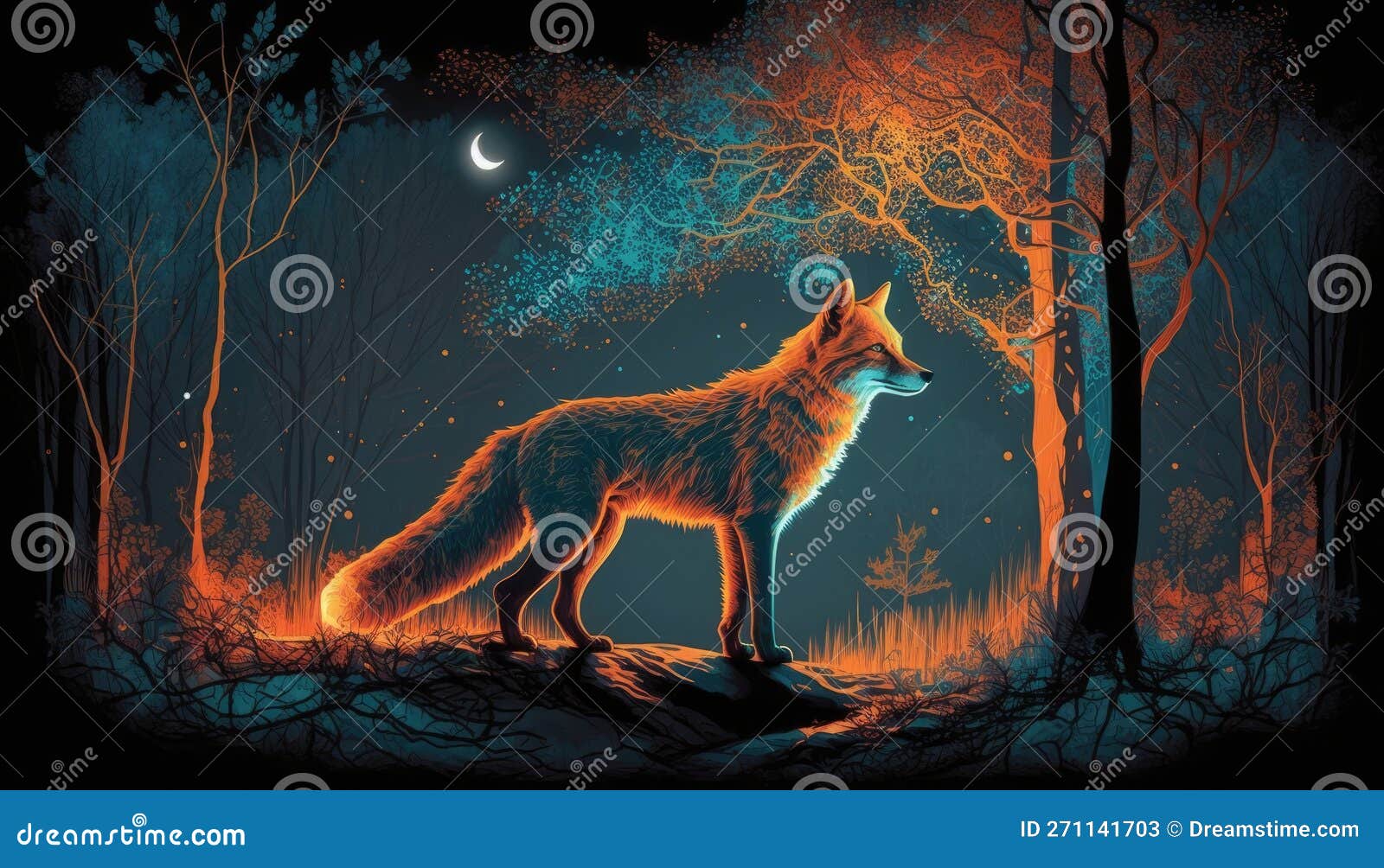 The Mystic Fox S Enchanted Journey. Generative AI Stock Illustration ...