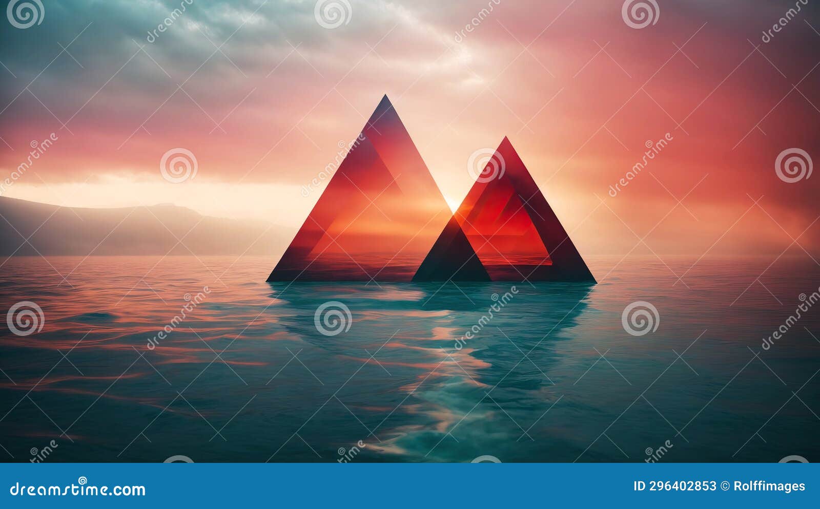 Mystic Glass Pyramid on the Water Surface Stock Image - Image of ...