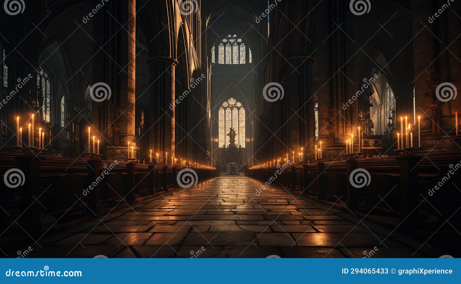 Mystic Gothic Church Panorama Stock Illustration - Illustration of ...
