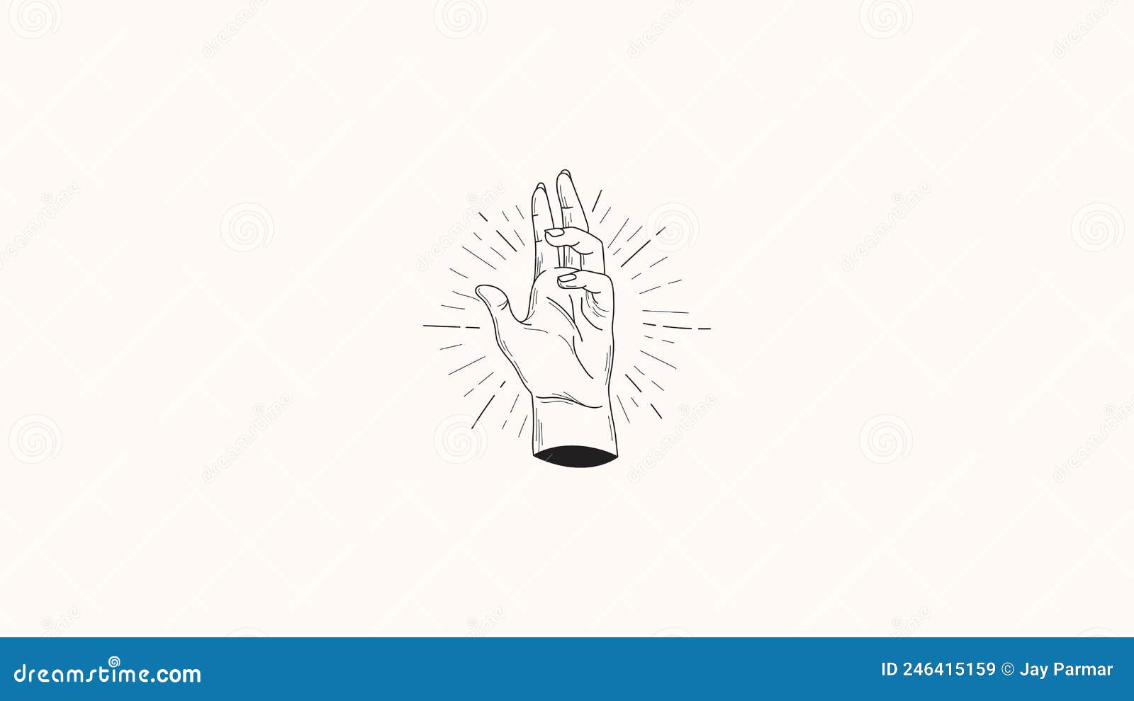 Mystic Hand Palm And All Seeing Eye Silhouette And Line Icon Set. Magic ...