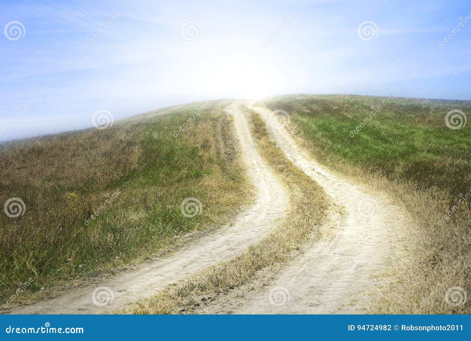 Mystic Light at the End of the Countryside Road Stock Photo - Image of ...