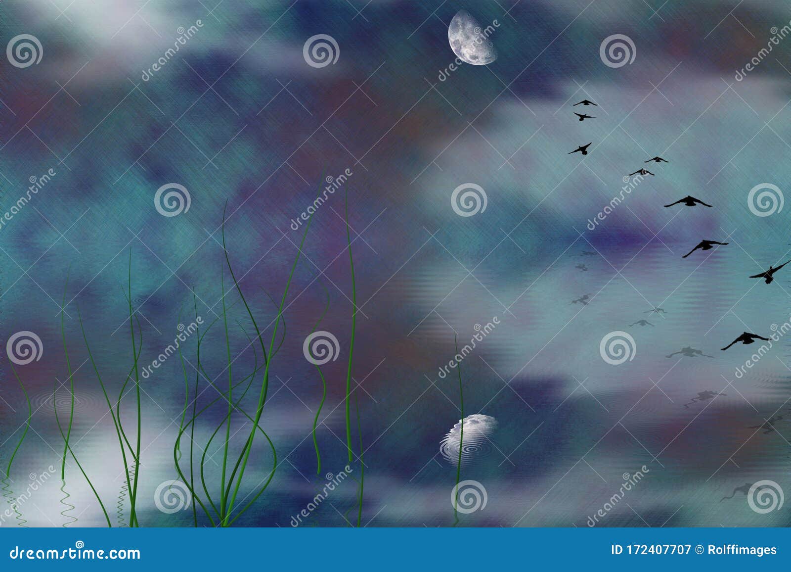 Mystic Marsh Landscape stock illustration. Illustration of background ...