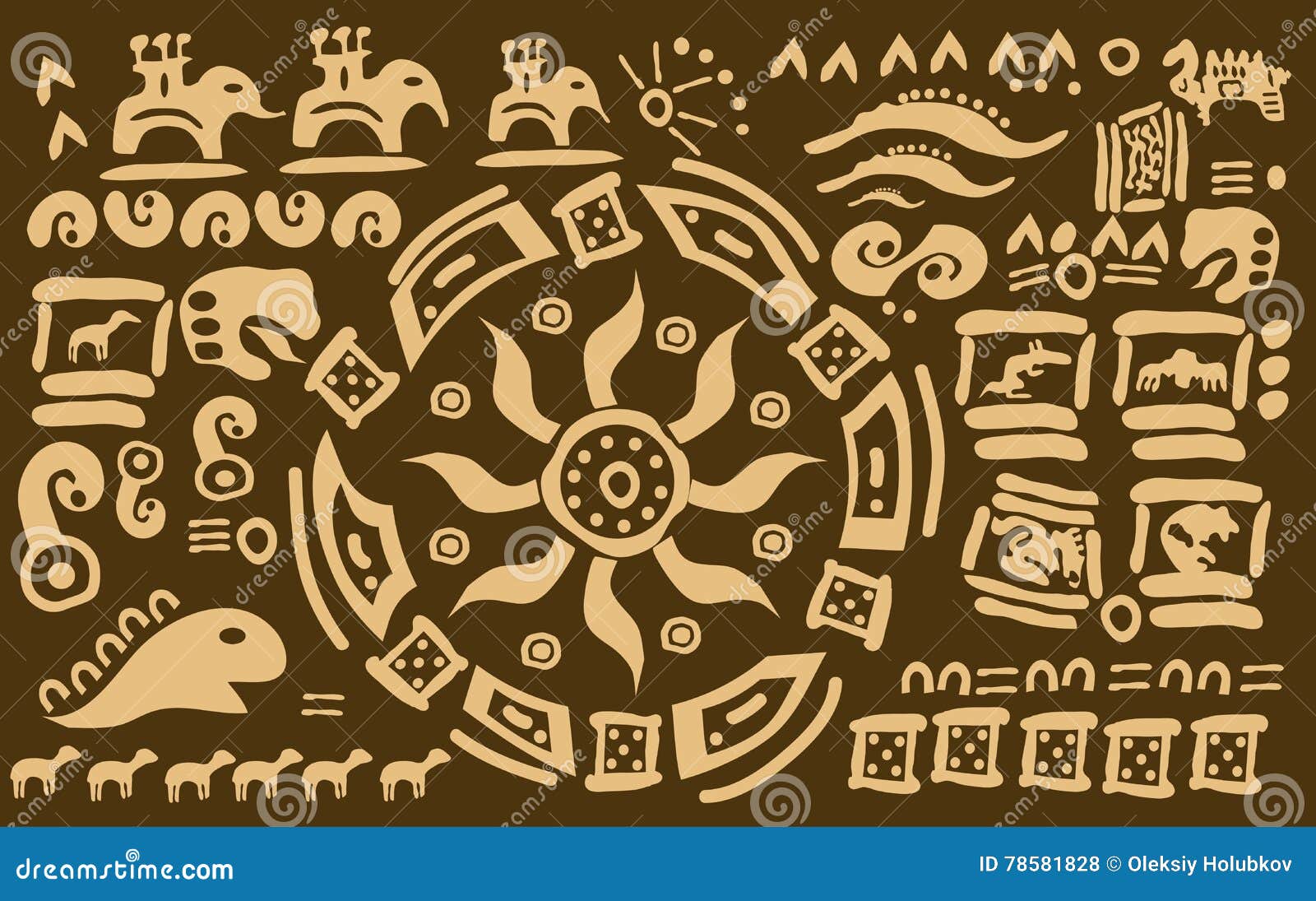 Mystic Mayan symbols stock vector. Illustration of mexico - 78581828