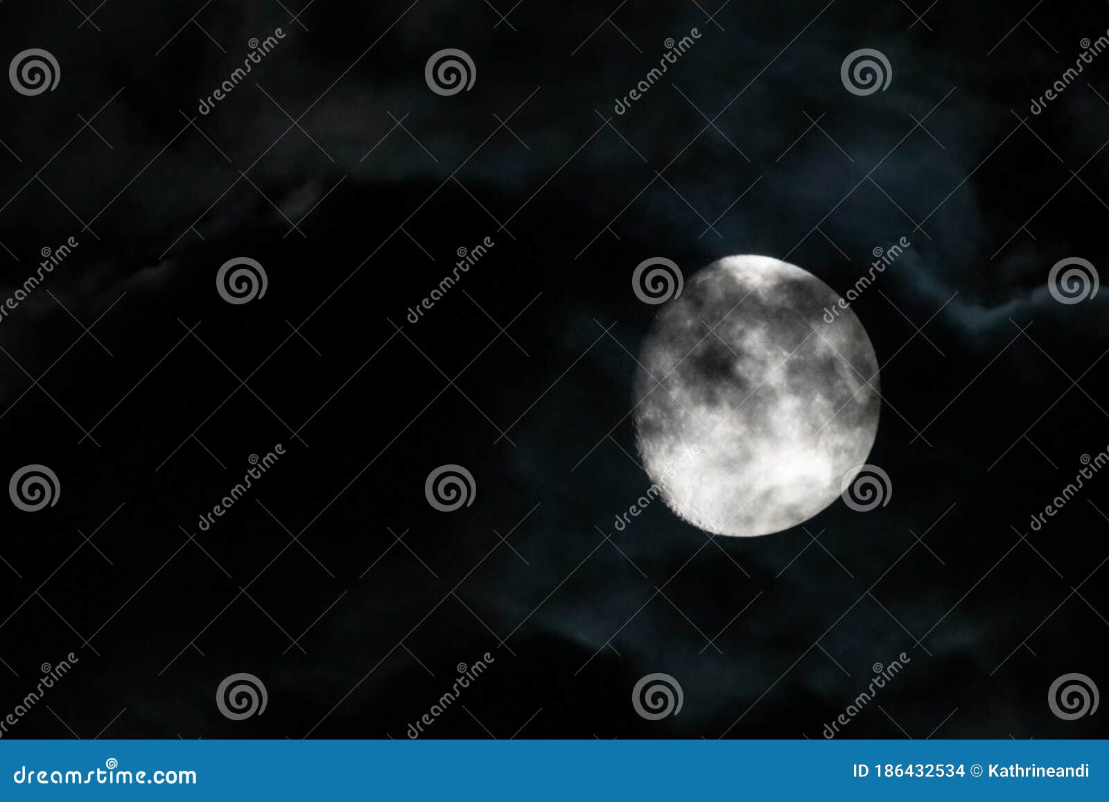 Mystic Nighttime Sky, Bright Full Moon in Clouds Stock Photo - Image of ...
