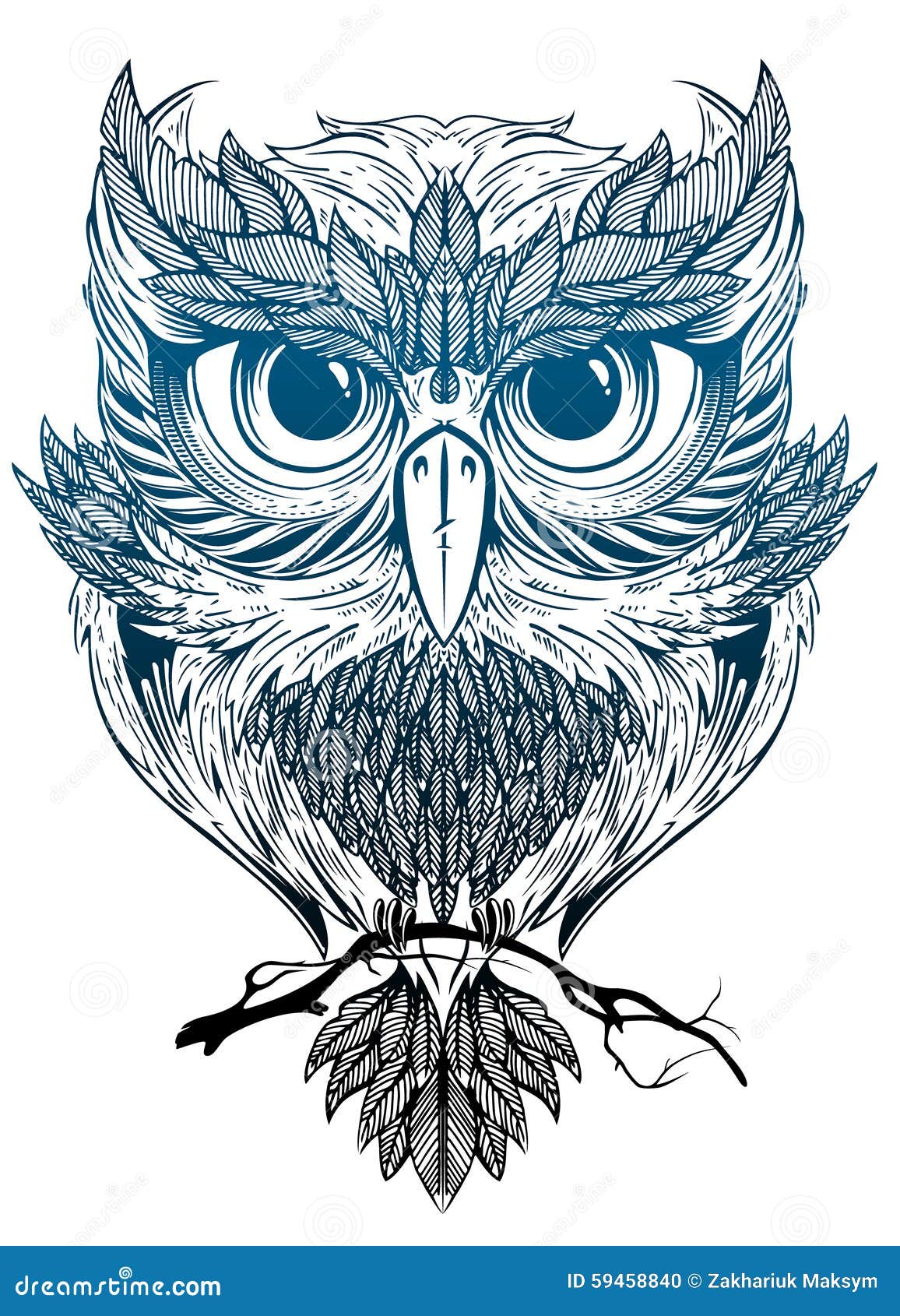 Mystic owl stock vector. Illustration of drawing, design - 59458840