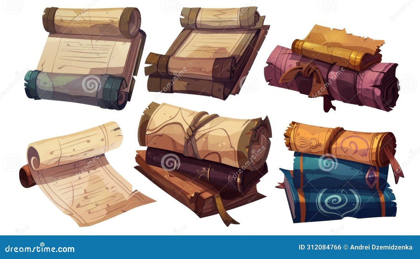 A Pile Of Papyrus Manuscripts On The Table Stock Image | CartoonDealer ...
