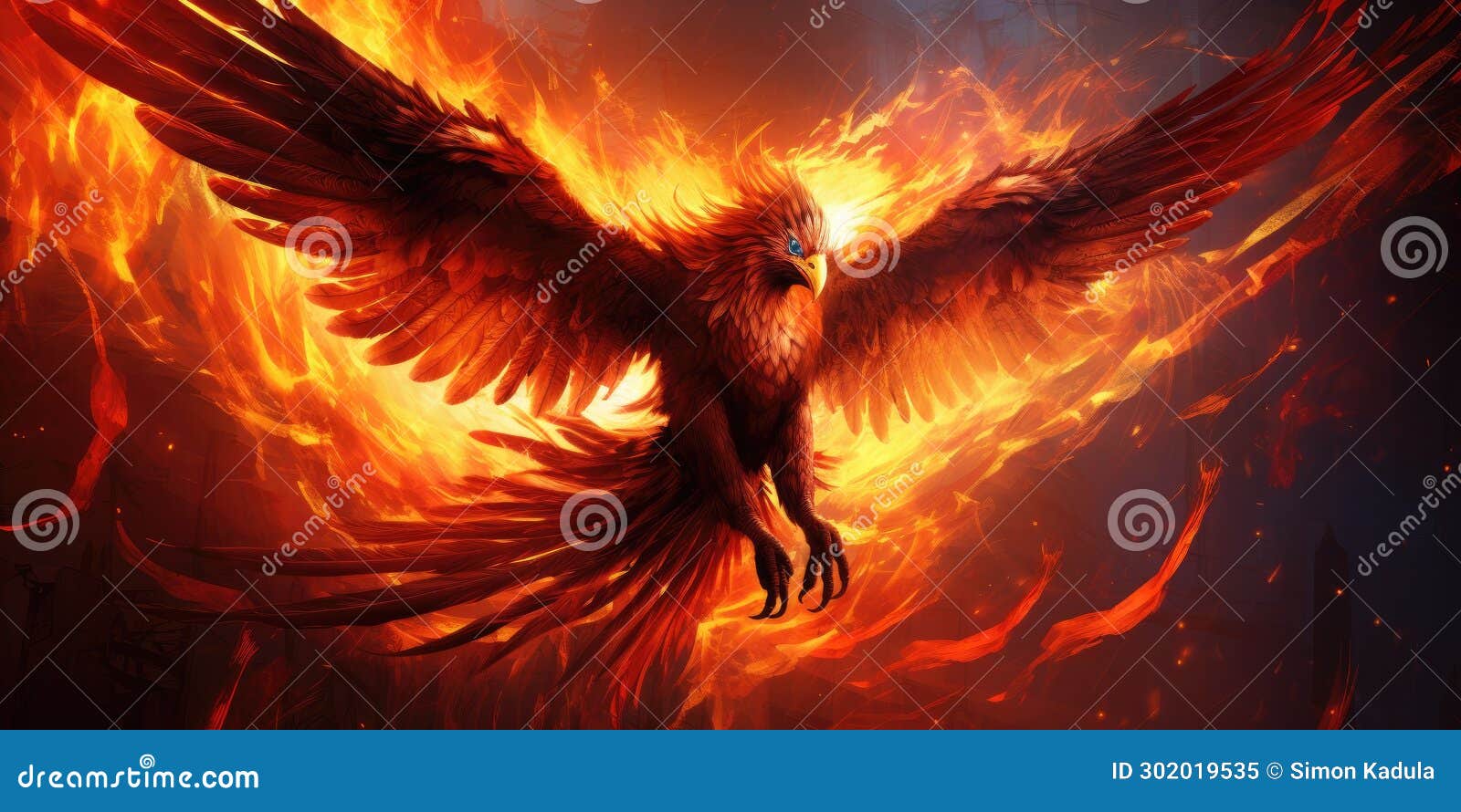 Mystic Phoenix with Burned, Fiery Core Background Stock Image - Image ...