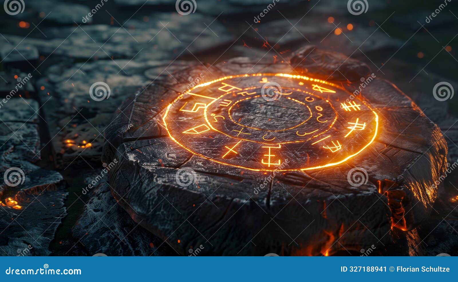 Mystic Runes Glowing on an Ancient Artifact Stock Illustration ...