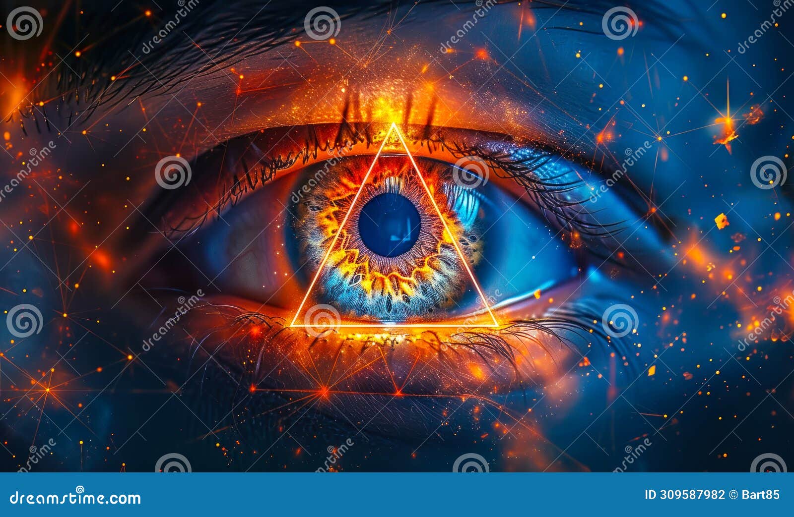 Mystical All-seeing Eye Encased in a Glowing Triangle Amidst Cosmic ...