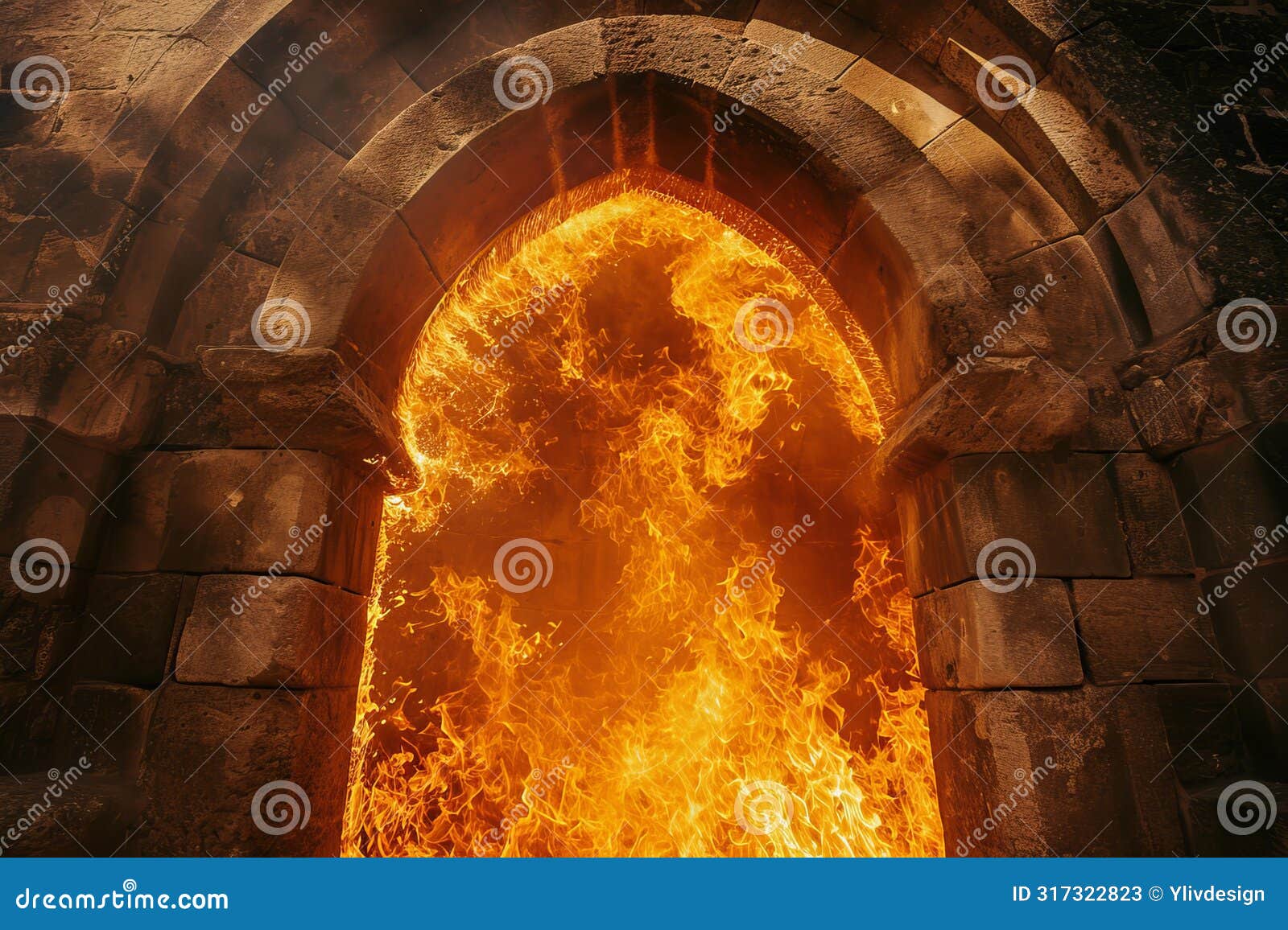 Mystical Ancient Arch Fire Flames. Generate Ai Stock Image - Image of ...