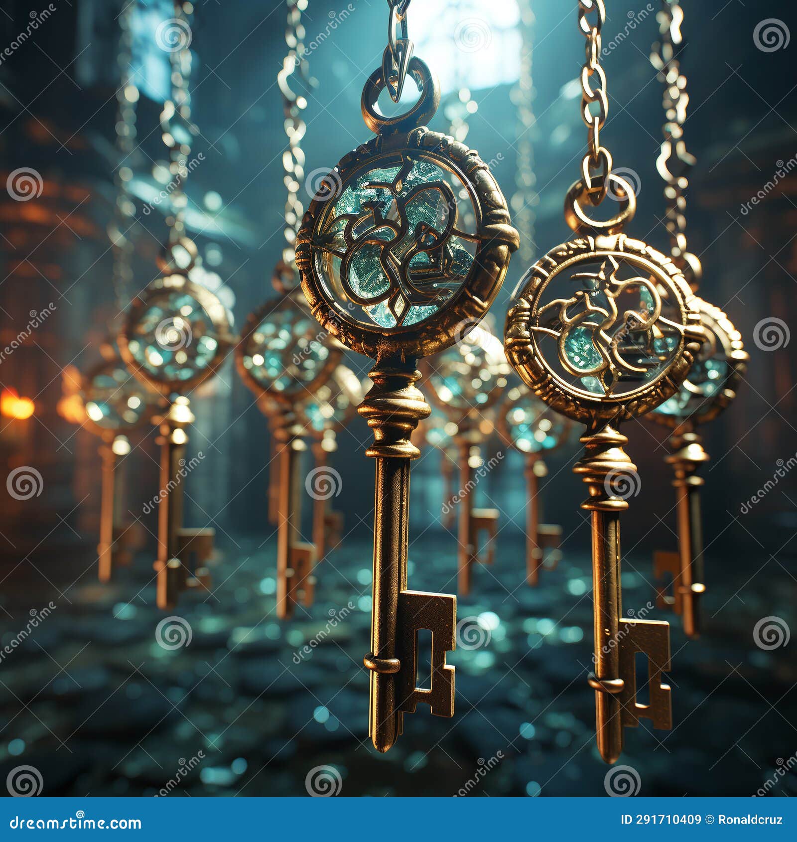 Mystical Ancient Keys Floating on a Dreamy Background, Midjourney AI ...