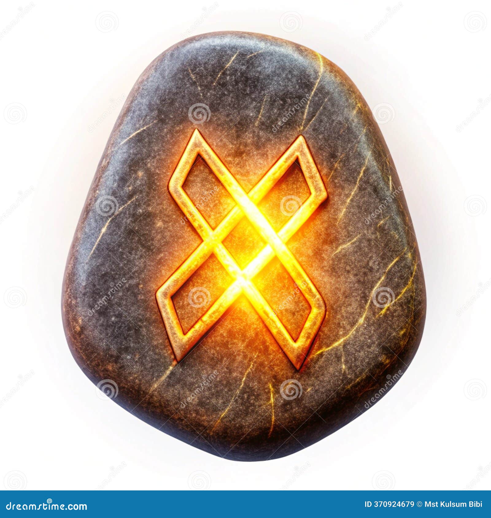 Ancient Rune Stone Showing Fehu Symbol Of Wealth Cartoon Vector ...