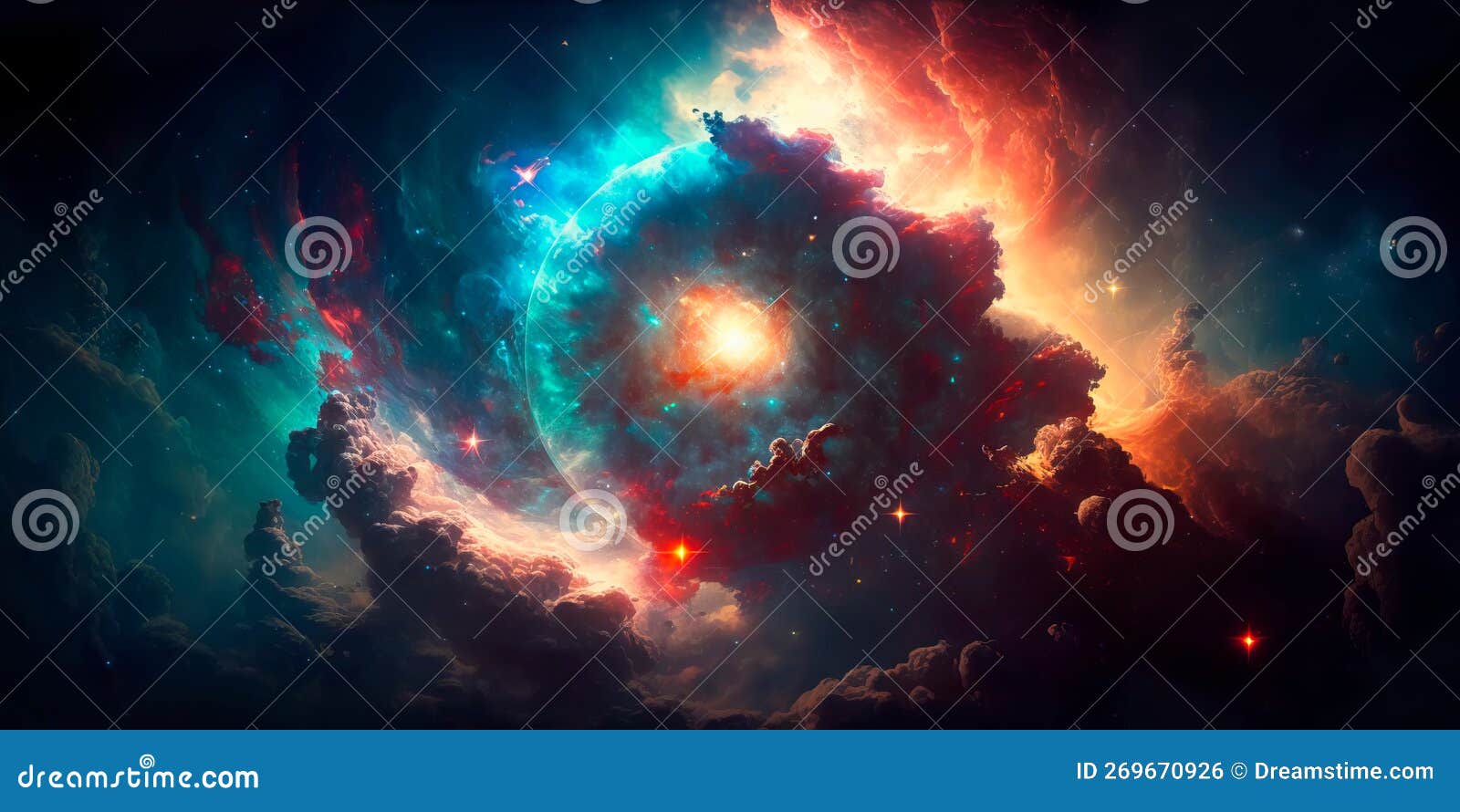 Mystical Beautiful Space.Secrets of Deep Space. Generative AI Stock ...