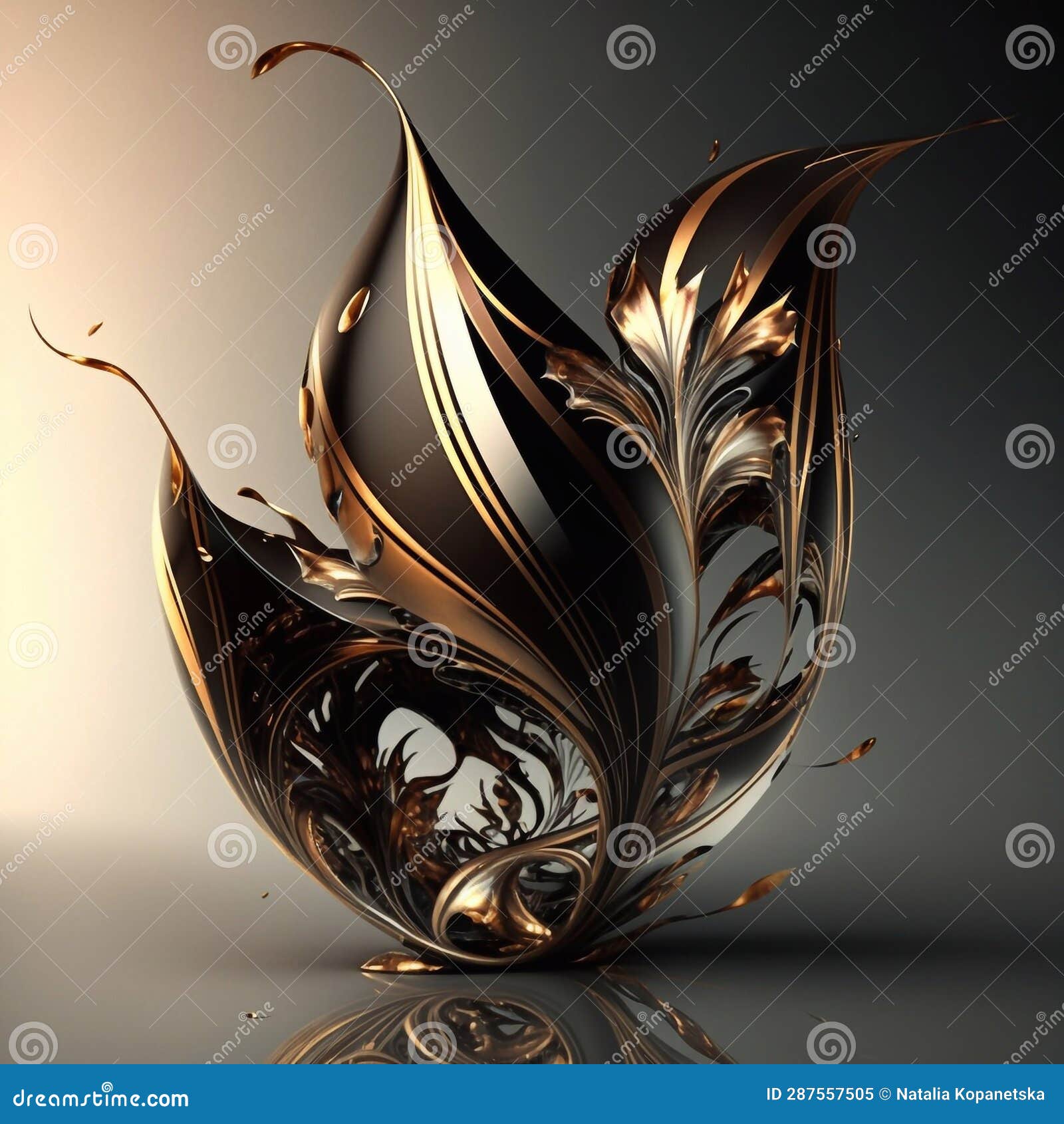 Mystical Biomorphic Abstraction Created from the Metal of Gold and ...