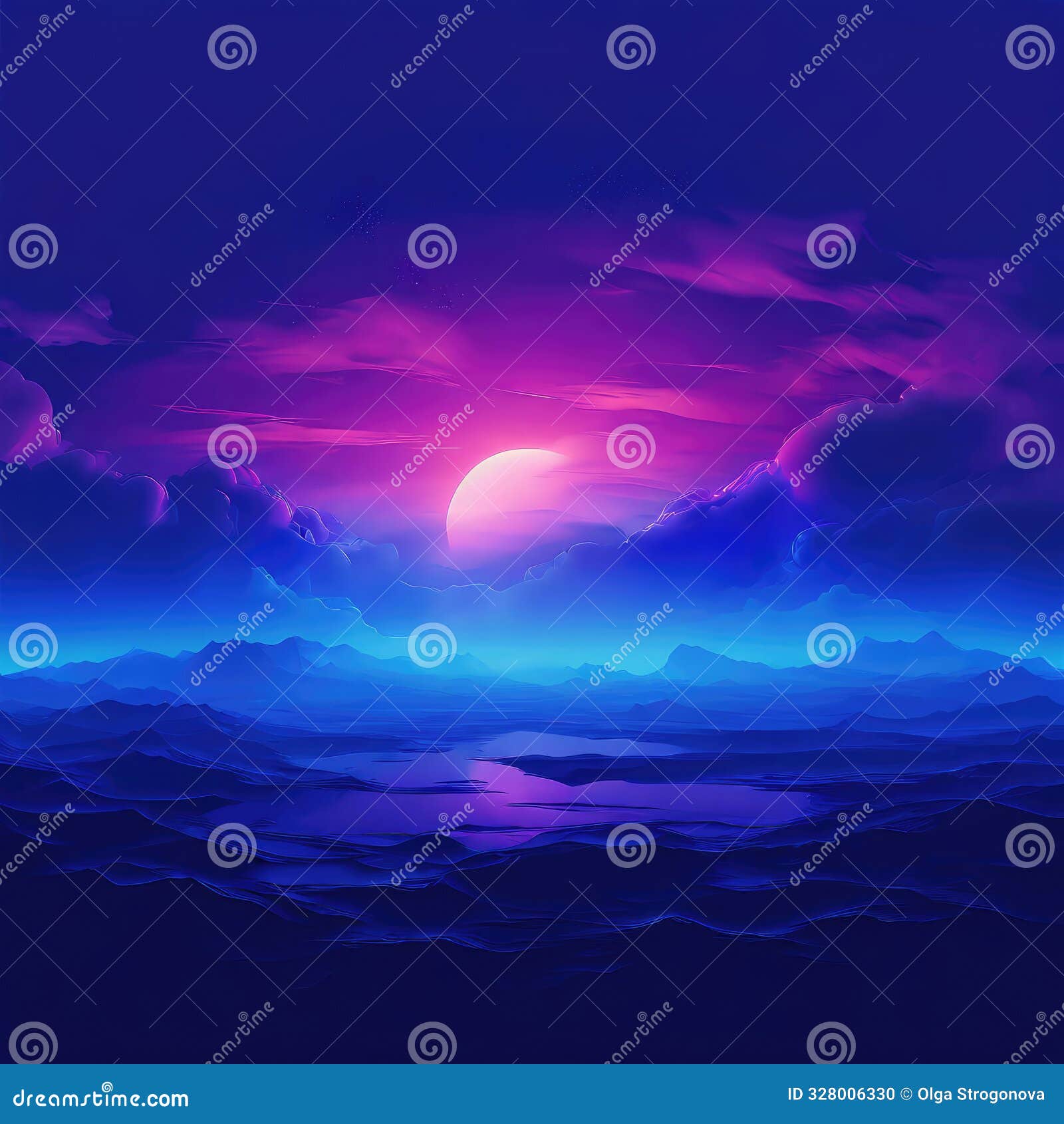 Mystical Blue Surreal Landscape Stock Photo - Image of astronomy, night ...