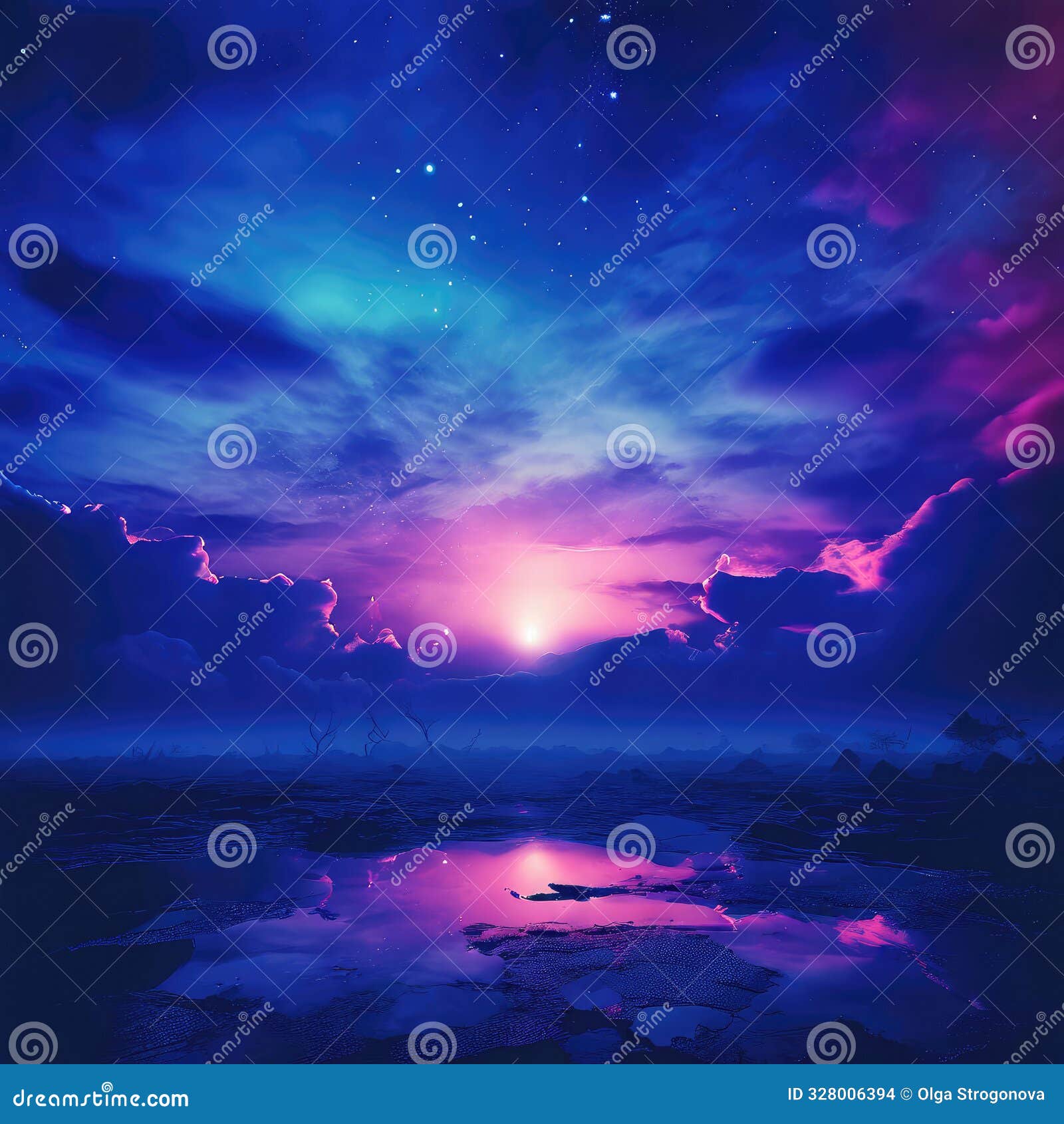 Mystical Blue Surreal Landscape Stock Photo - Image of astronomy ...